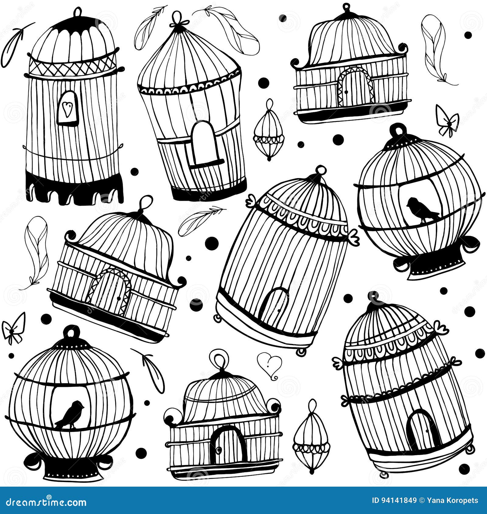 Birdcage Seamless Pattern Showing Freedom And Captivity Concepts ...