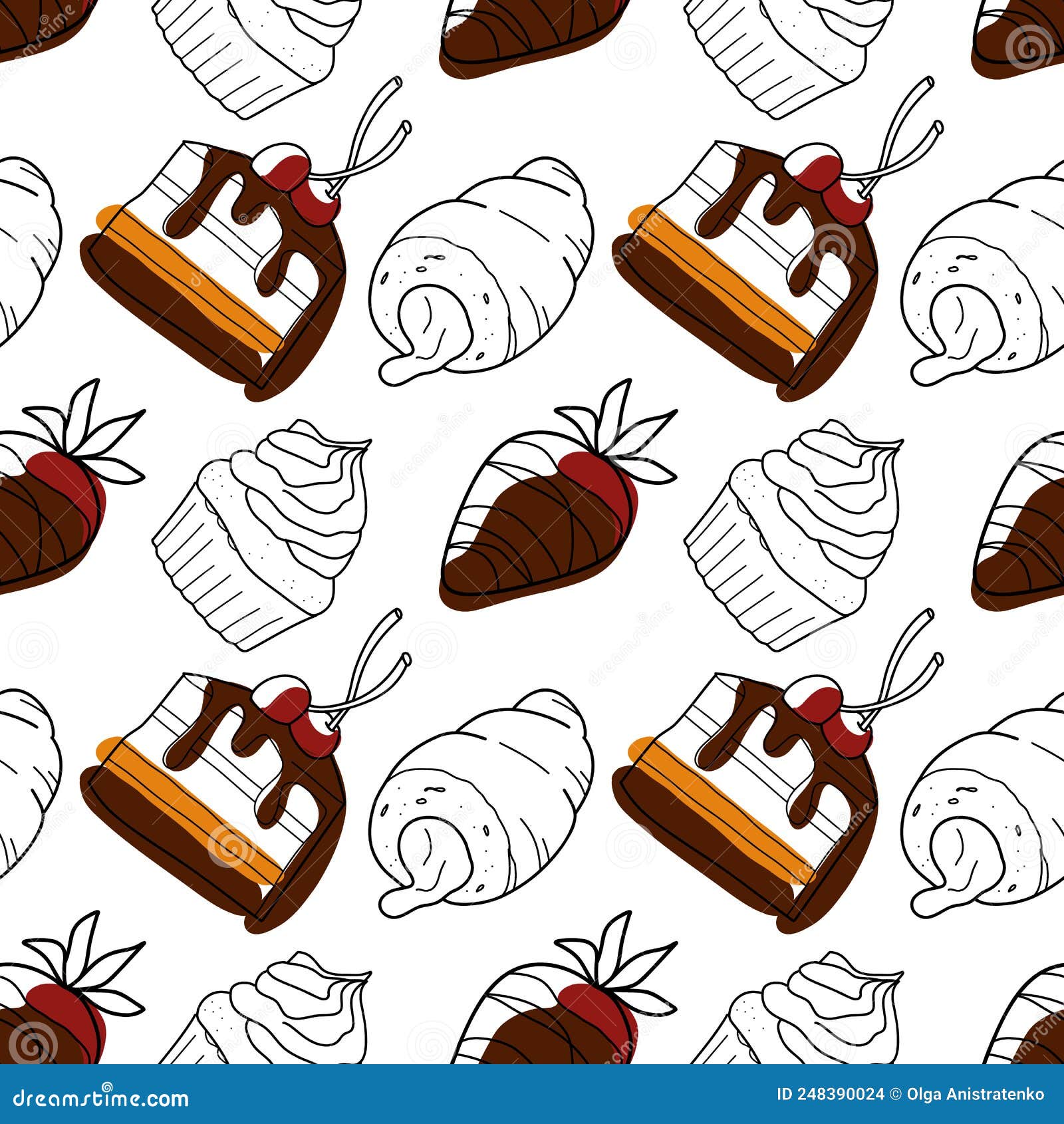 Seamless Pattern with the Image of Chocolate Sweets Stock Illustration ...