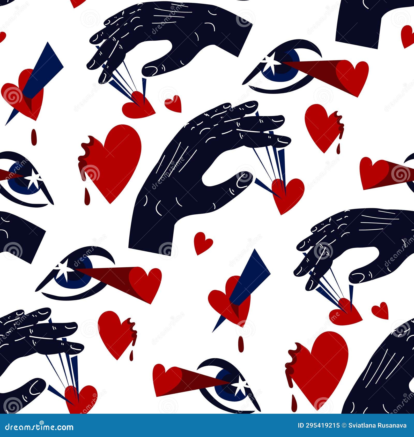 Seamless Pattern With The Image Of The Elements Of The Heartthrob ...