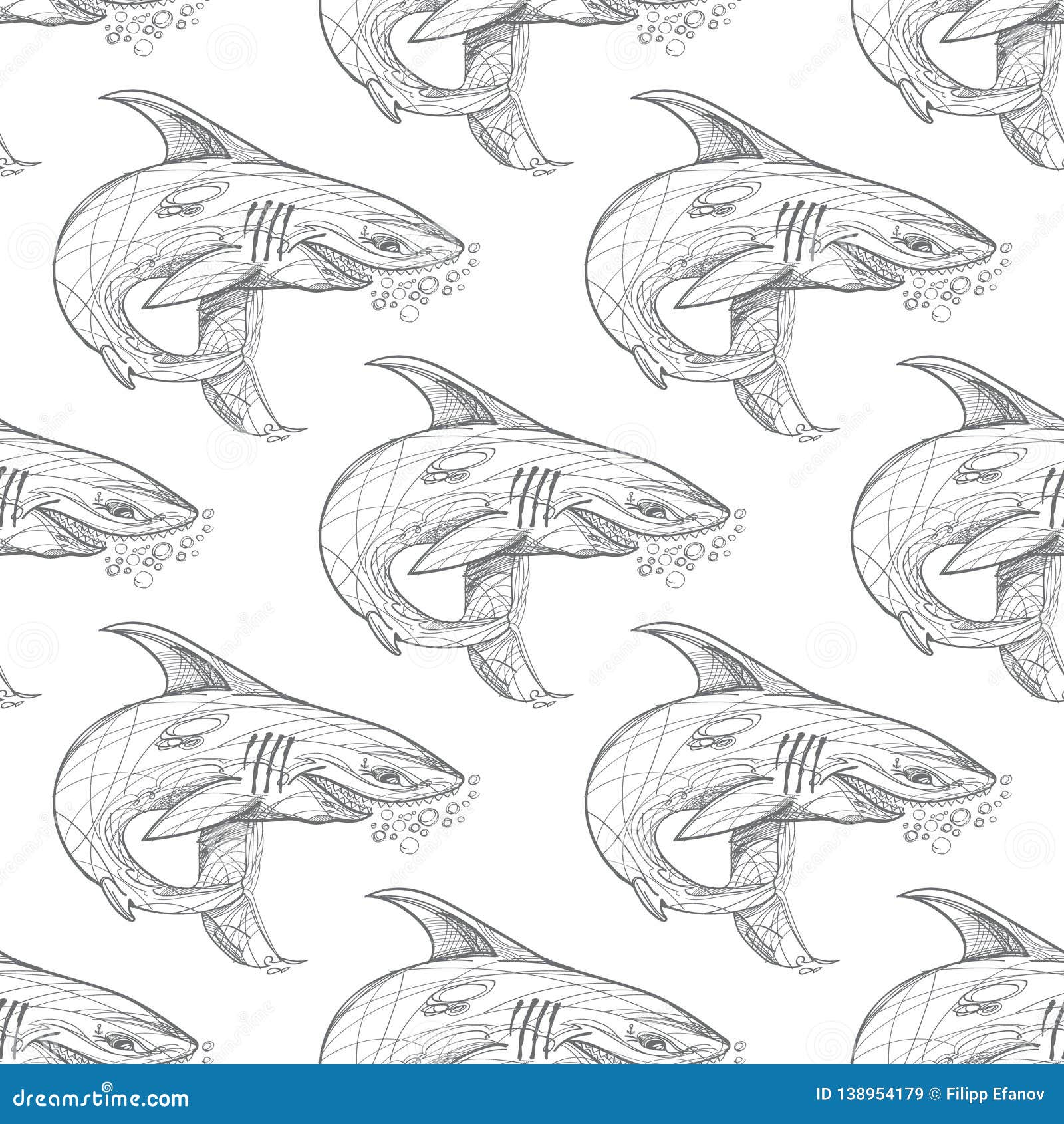 Seamless Pattern with the Image of a Shark for the Design of Packaging ...