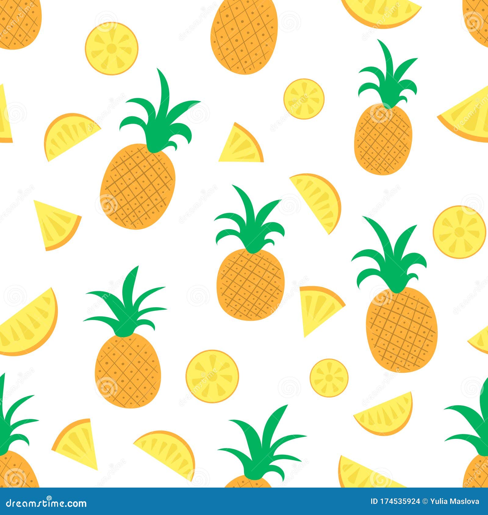 Seamless Pattern with the Image of Slices of Pineapple Stock Vector ...