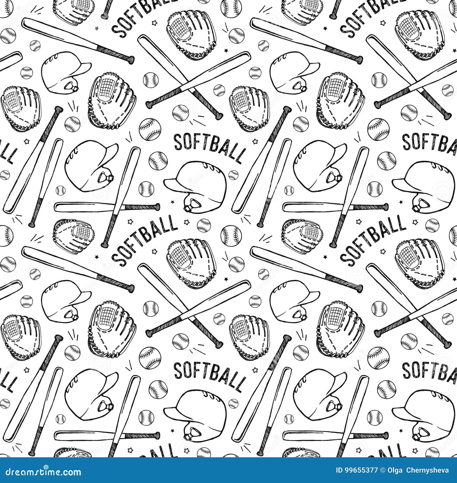 Softball Word With Silhouette Cutout Vector Illustration ...