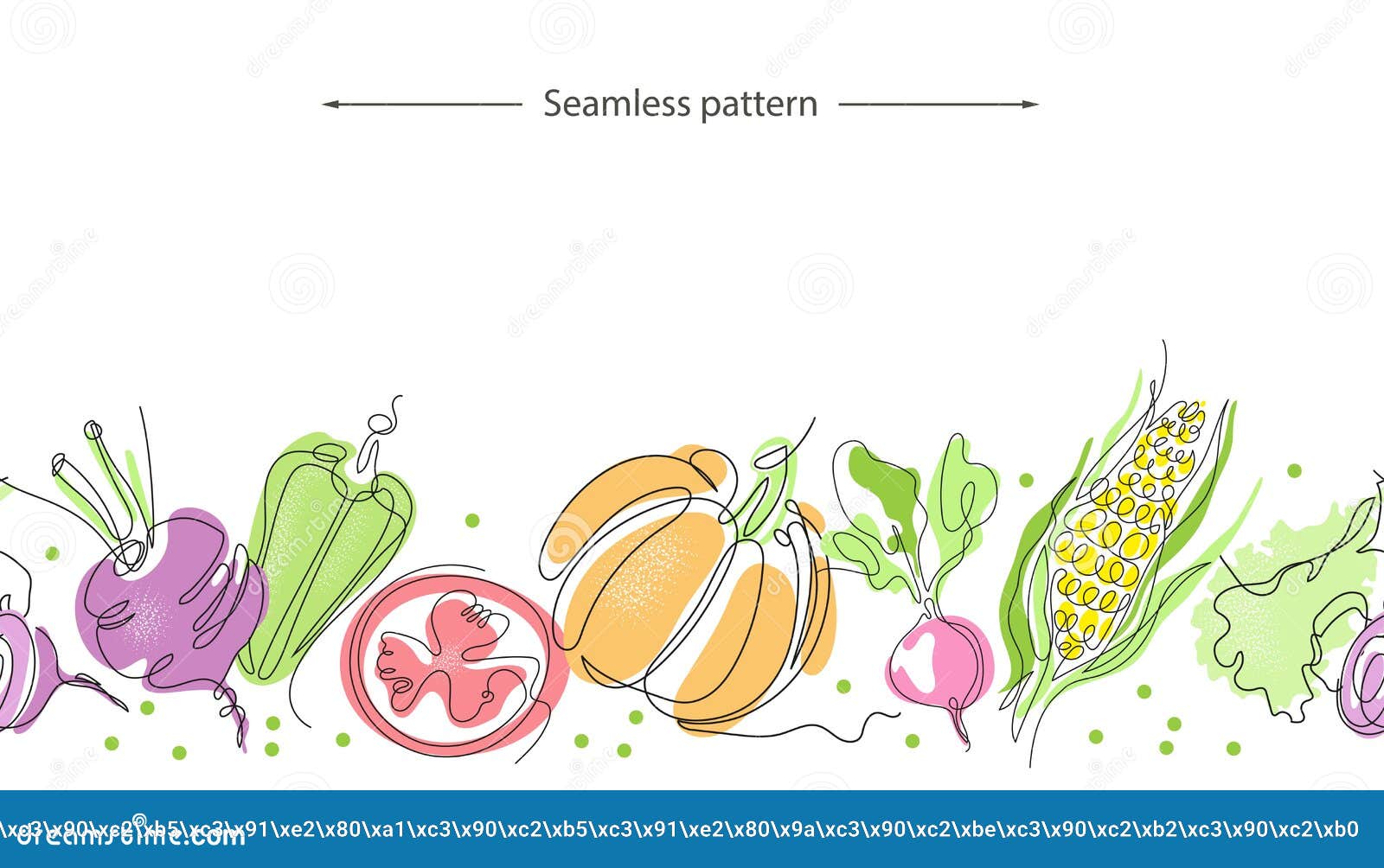 Seamless Pattern with the Image of Vegetables. Single Line Drawing ...