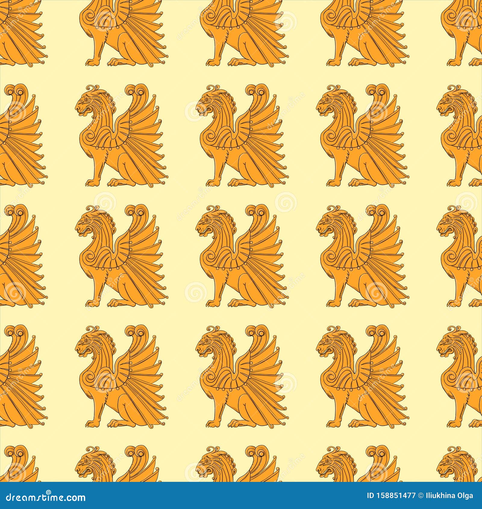 Pattern in the Form of a Winged Lion in Modern Style Stock Illustration ...