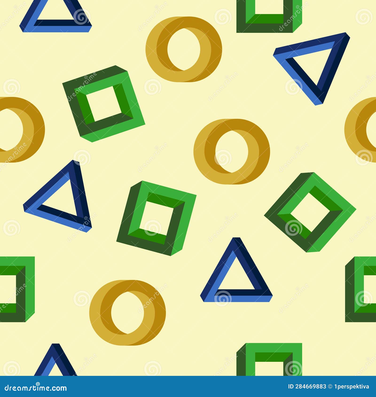 Seamless Pattern of Impossible Shapes - Circle, Square, Triangle Stock ...