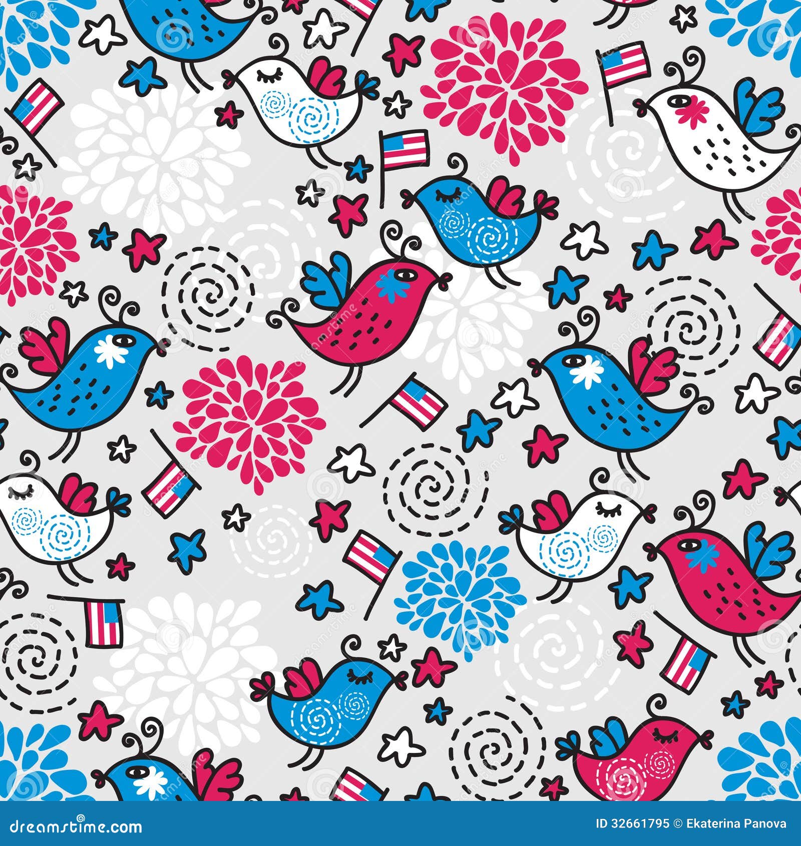 Seamless Pattern of Independence Day. Stock Illustration - Illustration ...