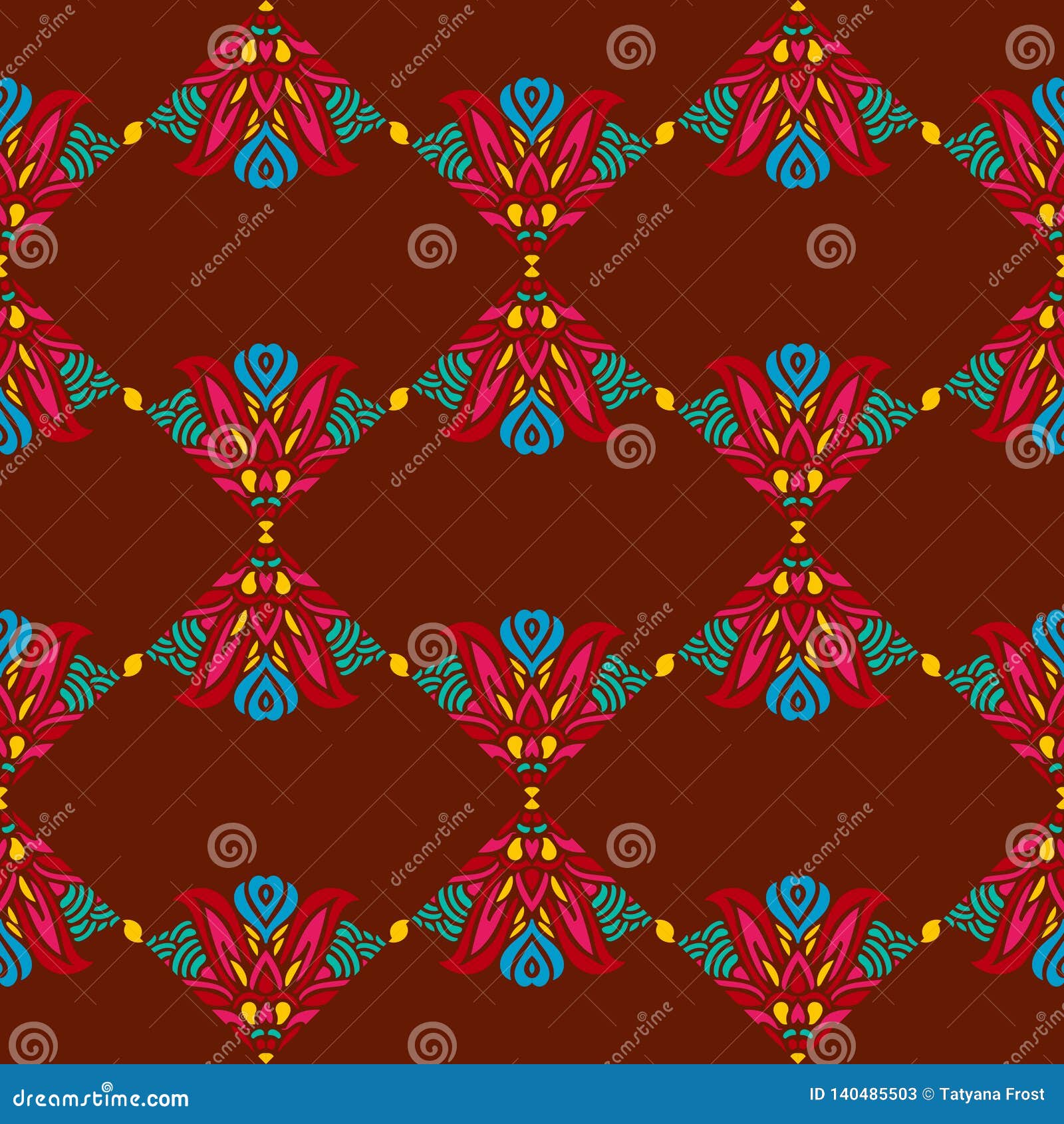 Seamless Pattern with Indian Ethnic Elements Stock Illustration ...