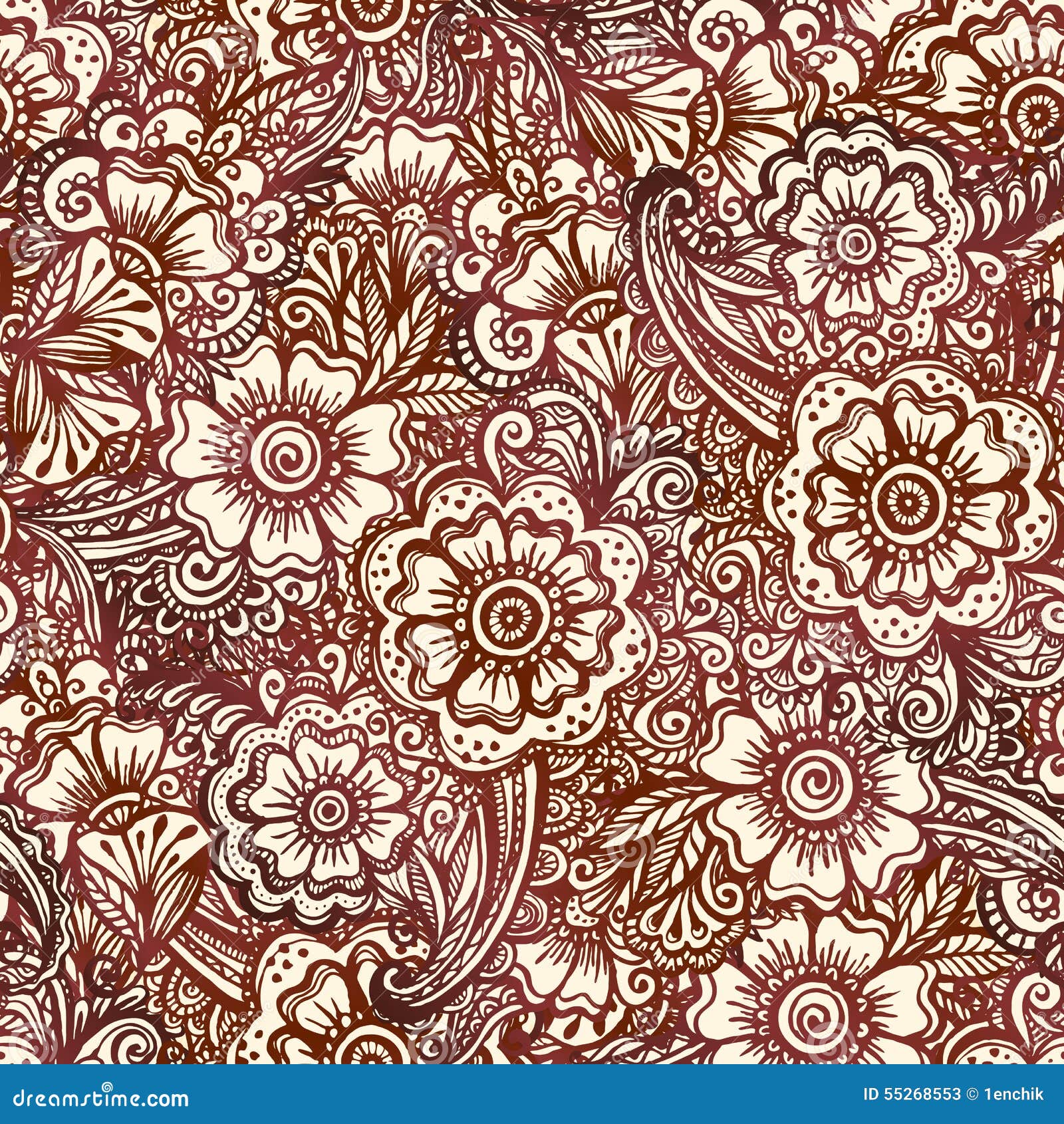 Seamless Pattern in Indian Henna Mehndi Style Stock Vector ...