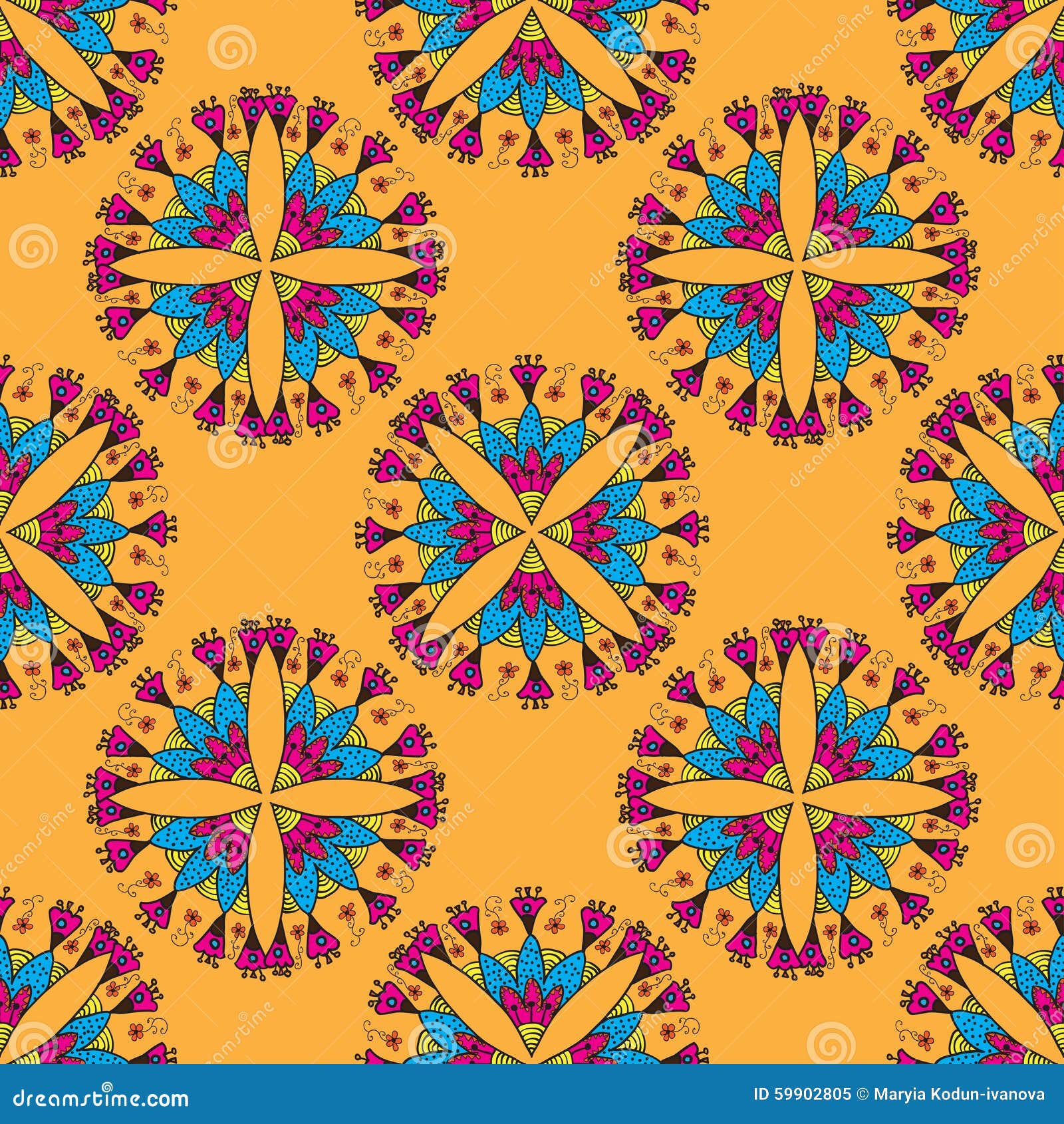 Seamless Pattern with Indian Stylization Lotus Stock Vector ...