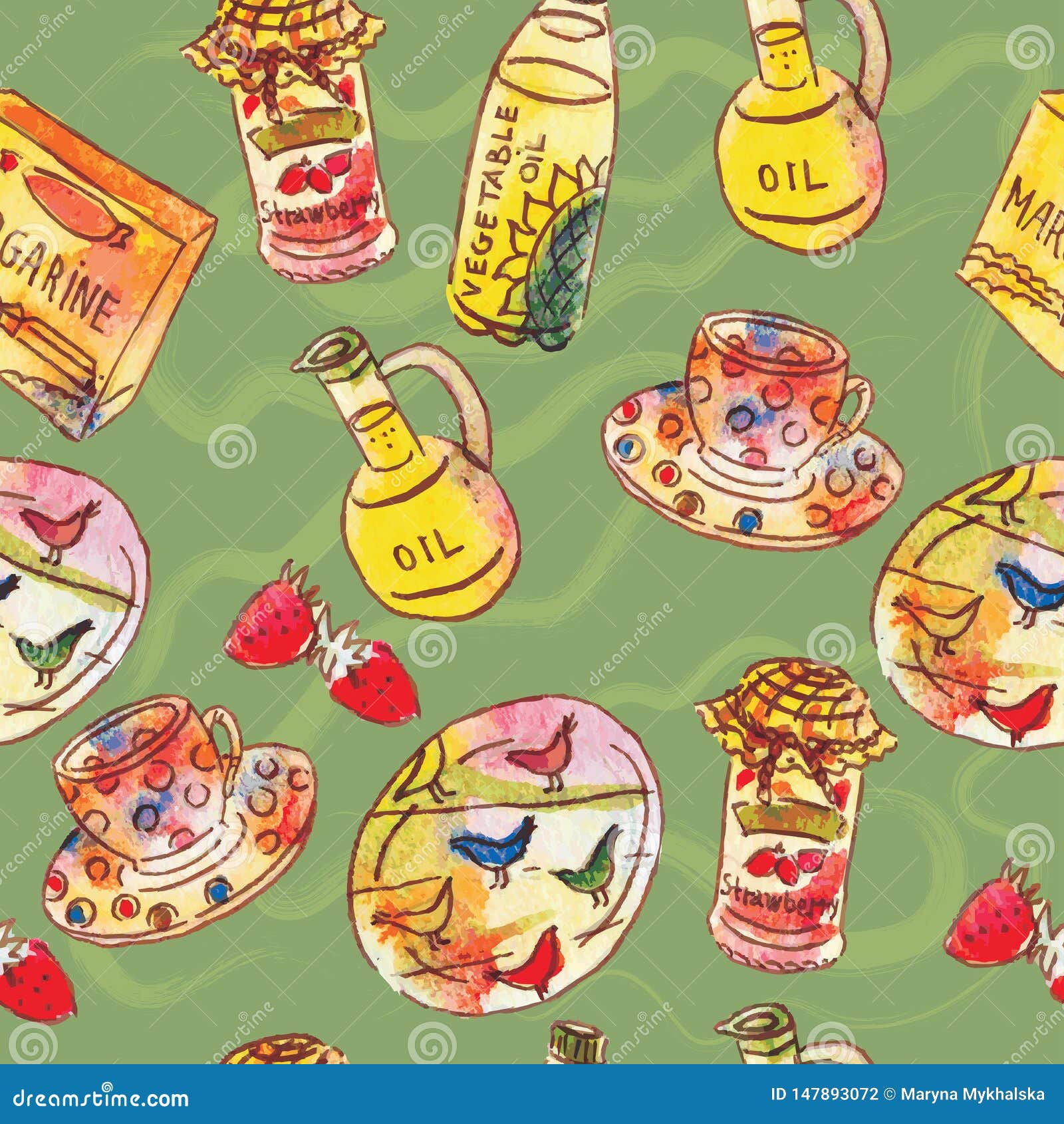 Seamless Pattern of Ingredients for Cooking Stock Illustration ...
