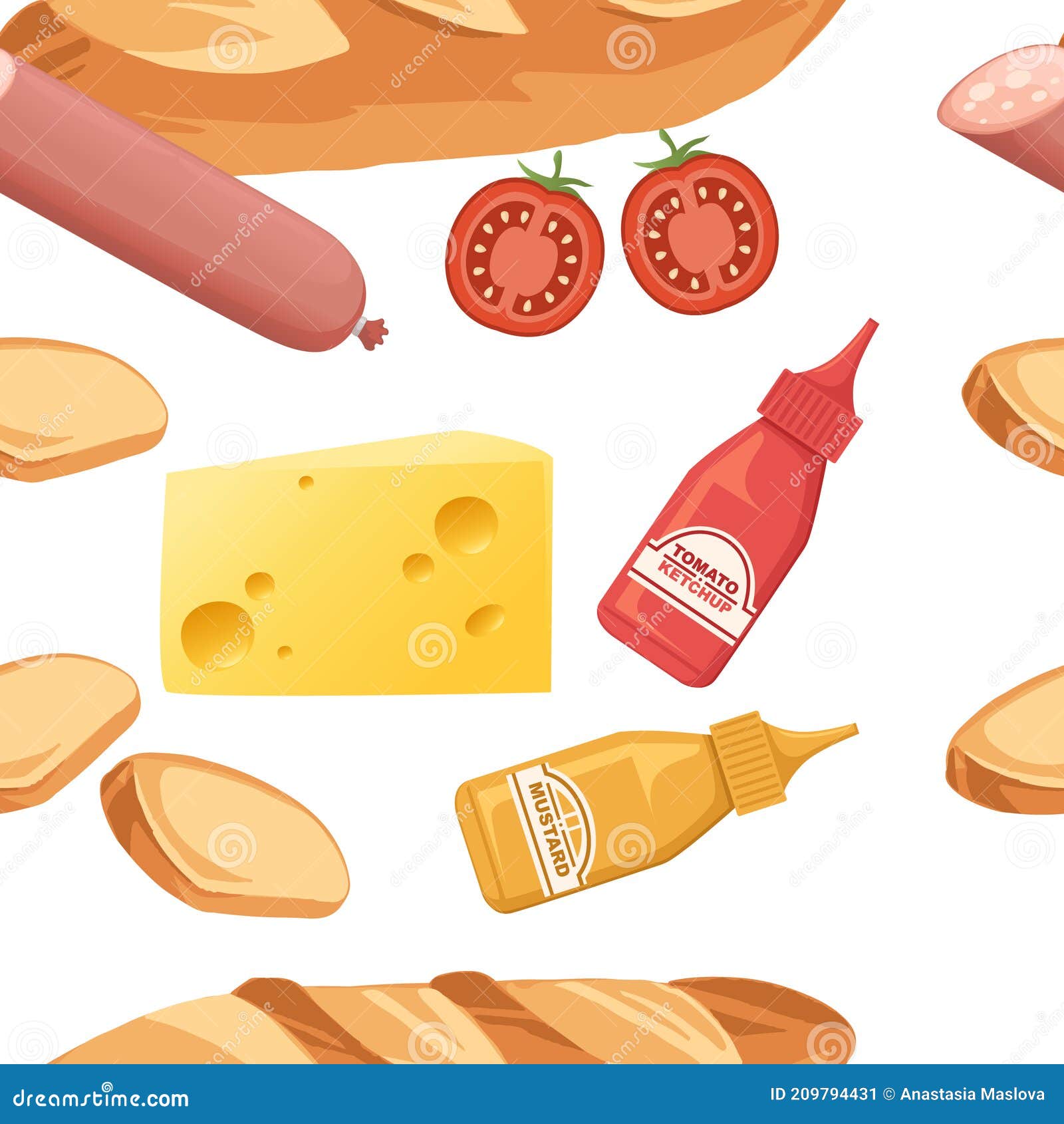 Ingredients For Sandwich Preparation With Sliced Bacon And Toasted ...