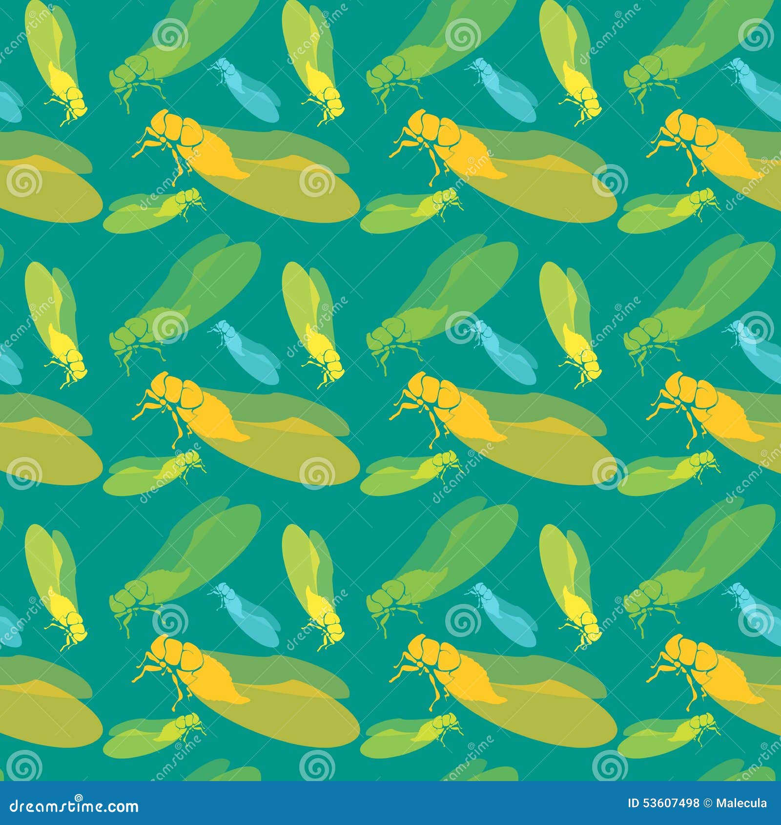 Seamless Pattern with Insects. Cicada Repeated Stock Vector ...