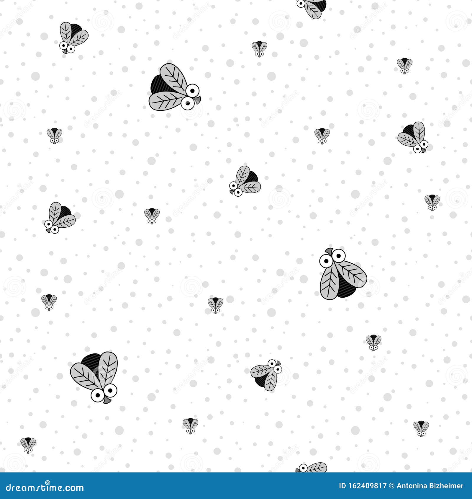 Seamless Pattern with Insects. Fly Stock Illustration - Illustration of ...