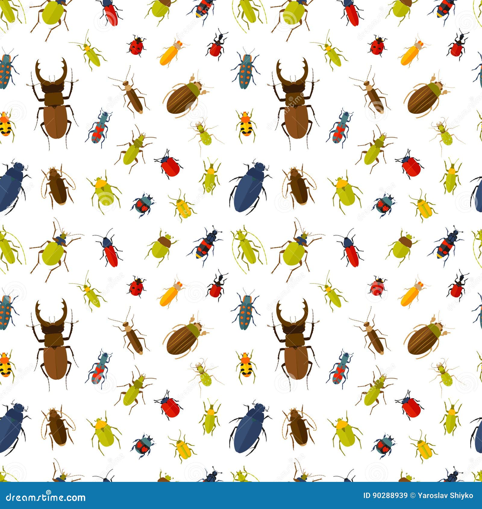 Seamless Pattern with Insects Stock Vector - Illustration of green ...
