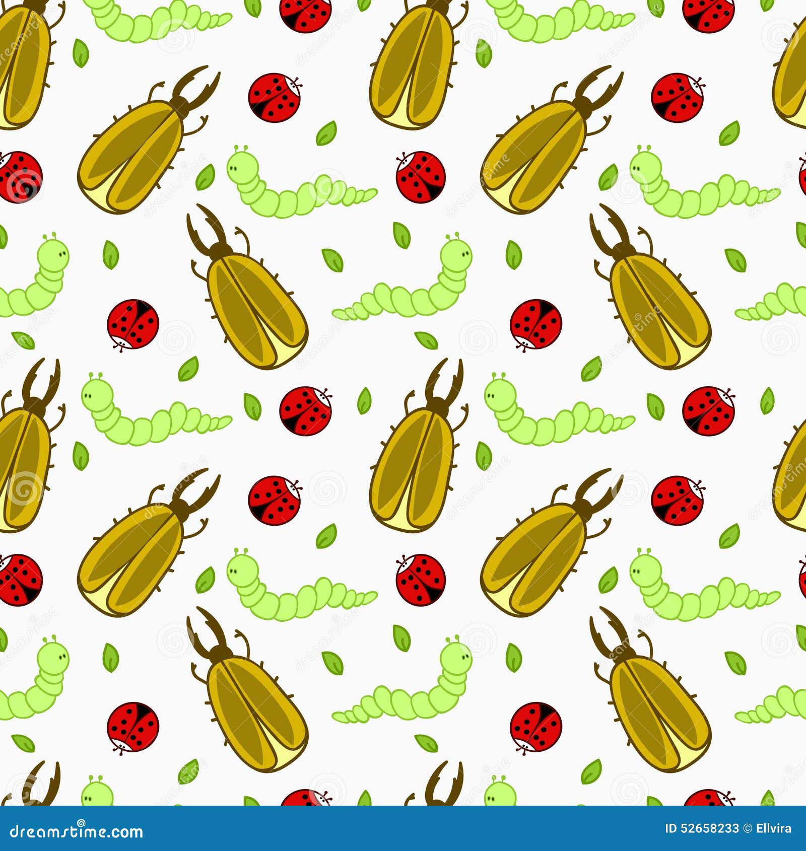 Seamless Pattern with Insects Stock Vector - Illustration of animal ...
