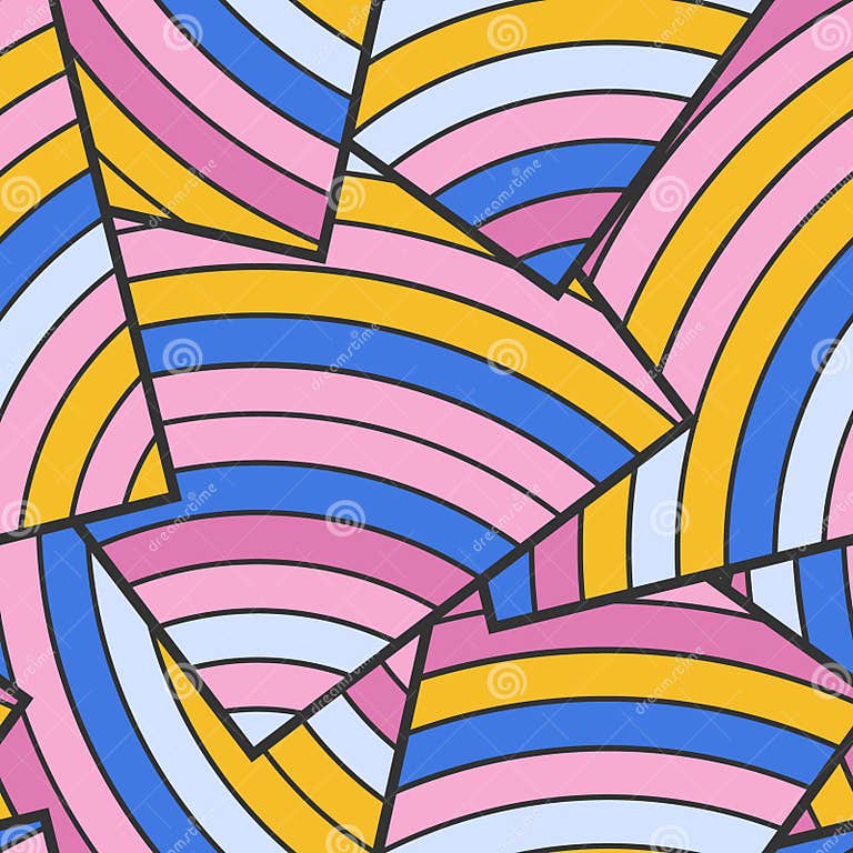 Seamless Pattern of Intersecting Squares with Colored Stripes Stock ...