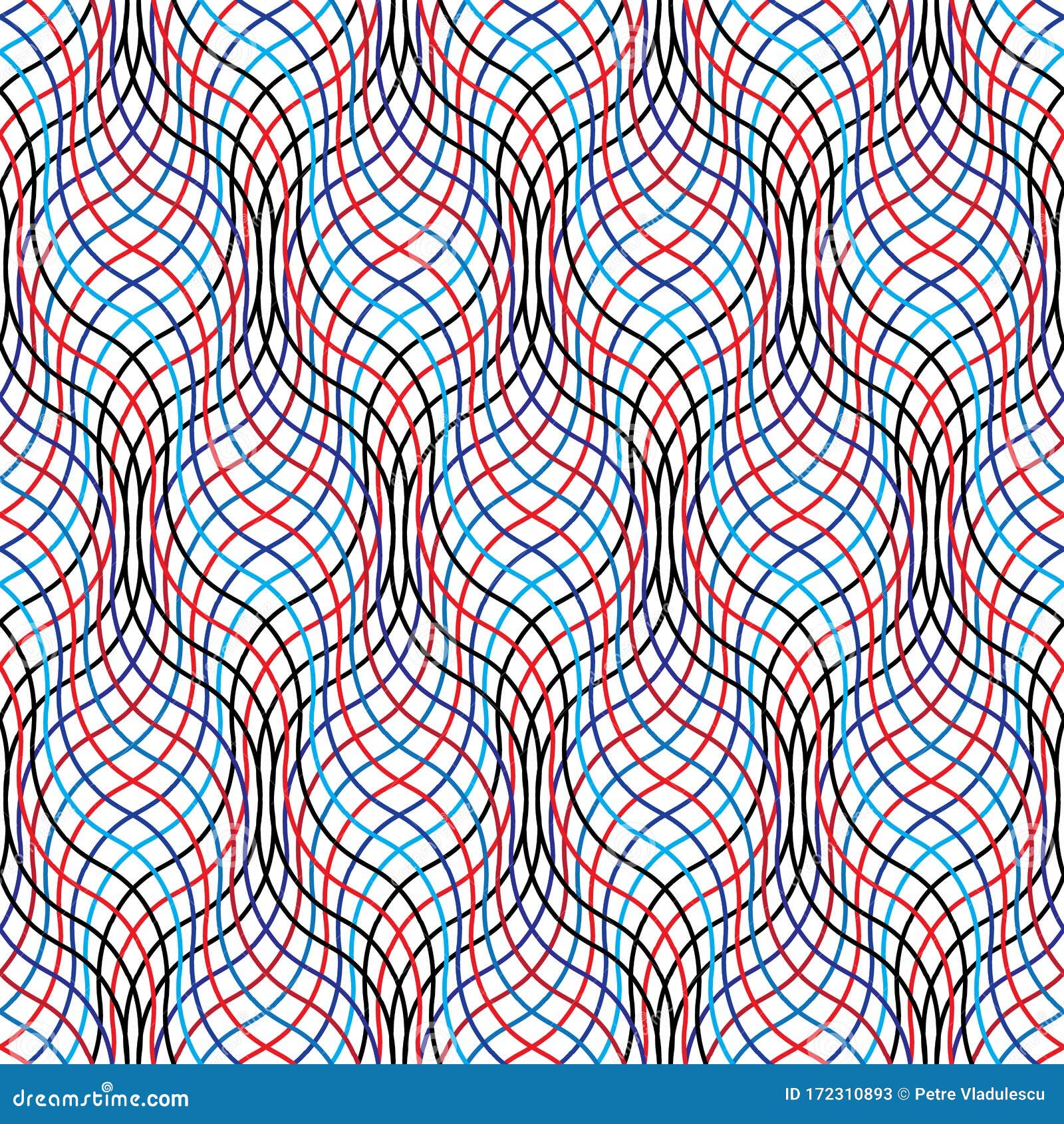 Seamless Pattern with Intersecting Wavy Colored Lines, Modern Stylish ...
