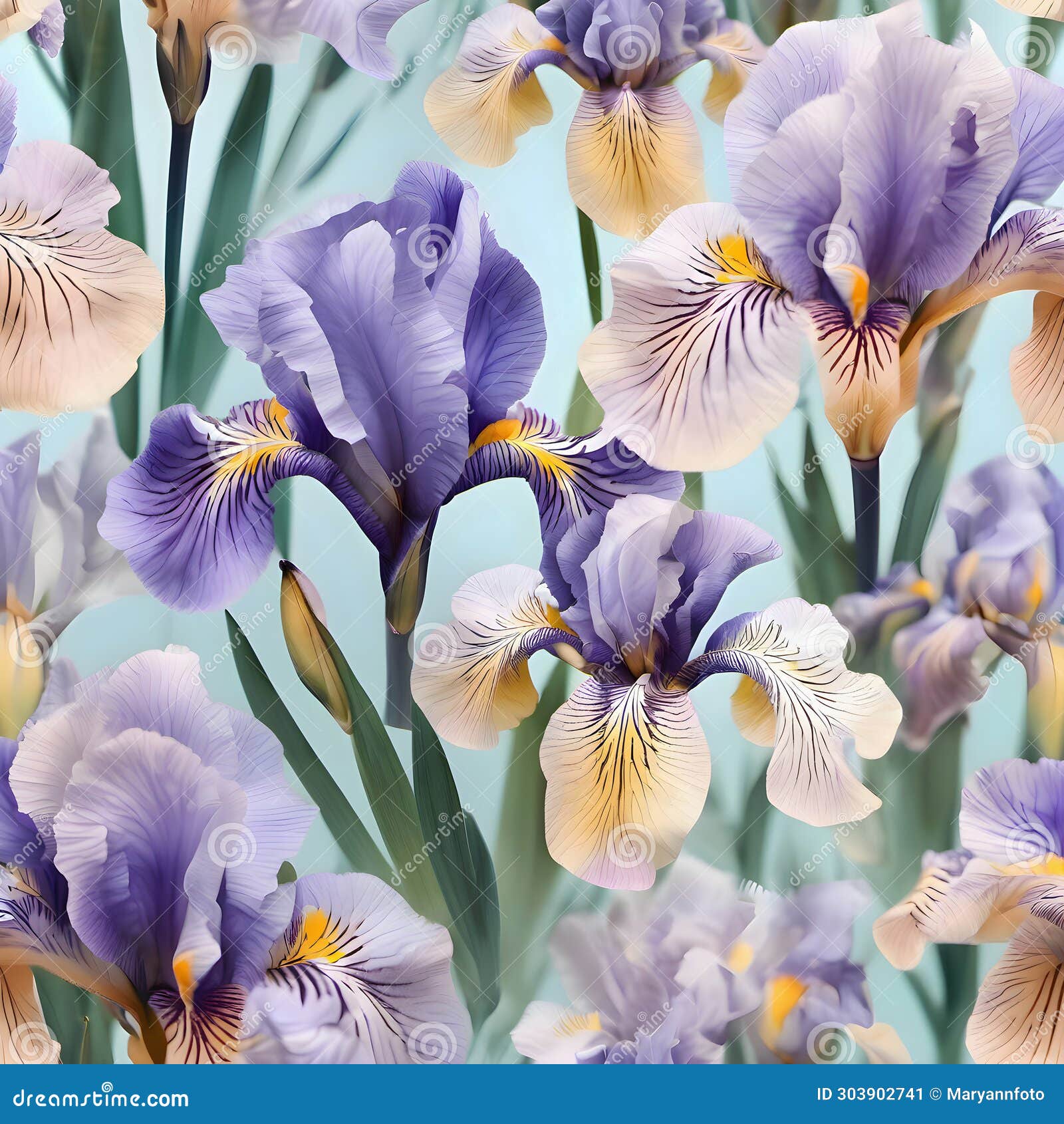Seamless Pattern with Iris Flowers. Floral Background Stock Image ...