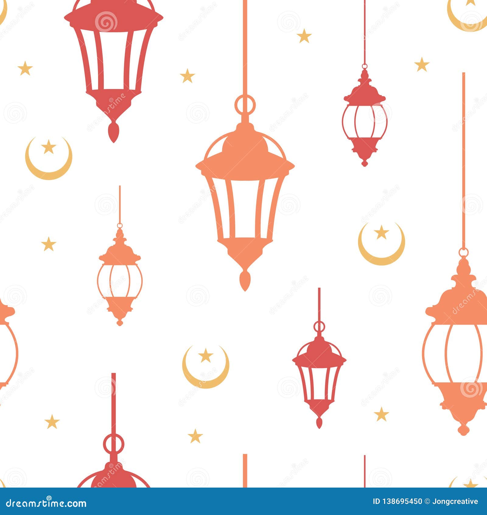 Seamless Pattern of Islamic Lantern with Crescent Background ...