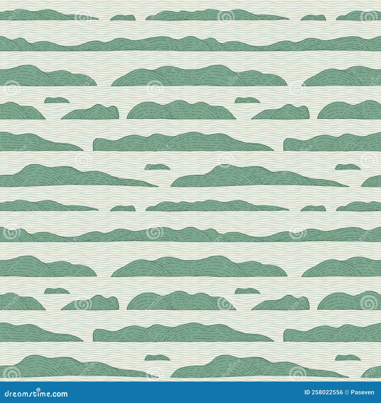 Seamless Pattern with Islands on the Water Stock Vector - Illustration ...