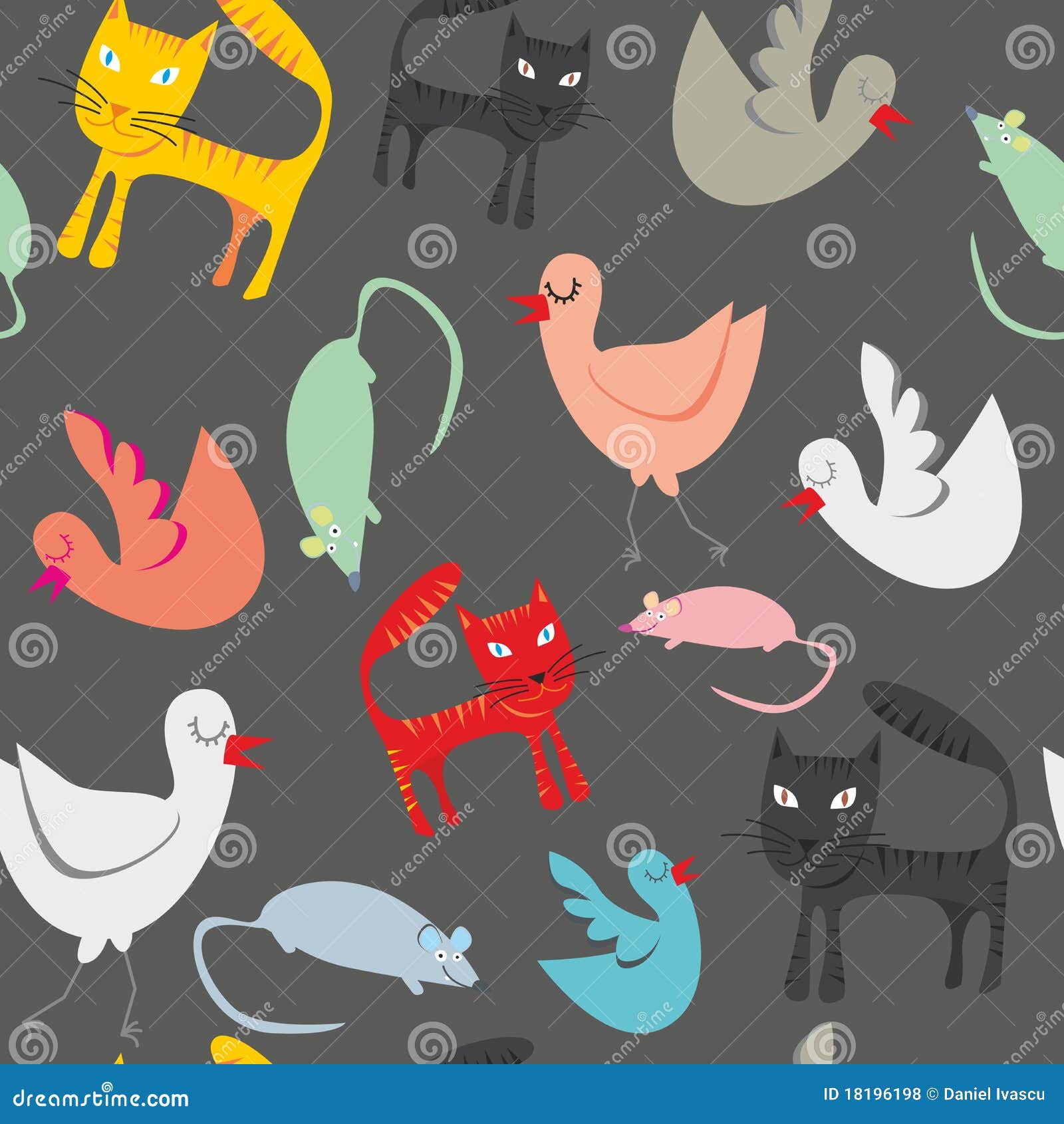 Seamless Pattern Isolated Funny Animals Stock Vector - Illustration of ...