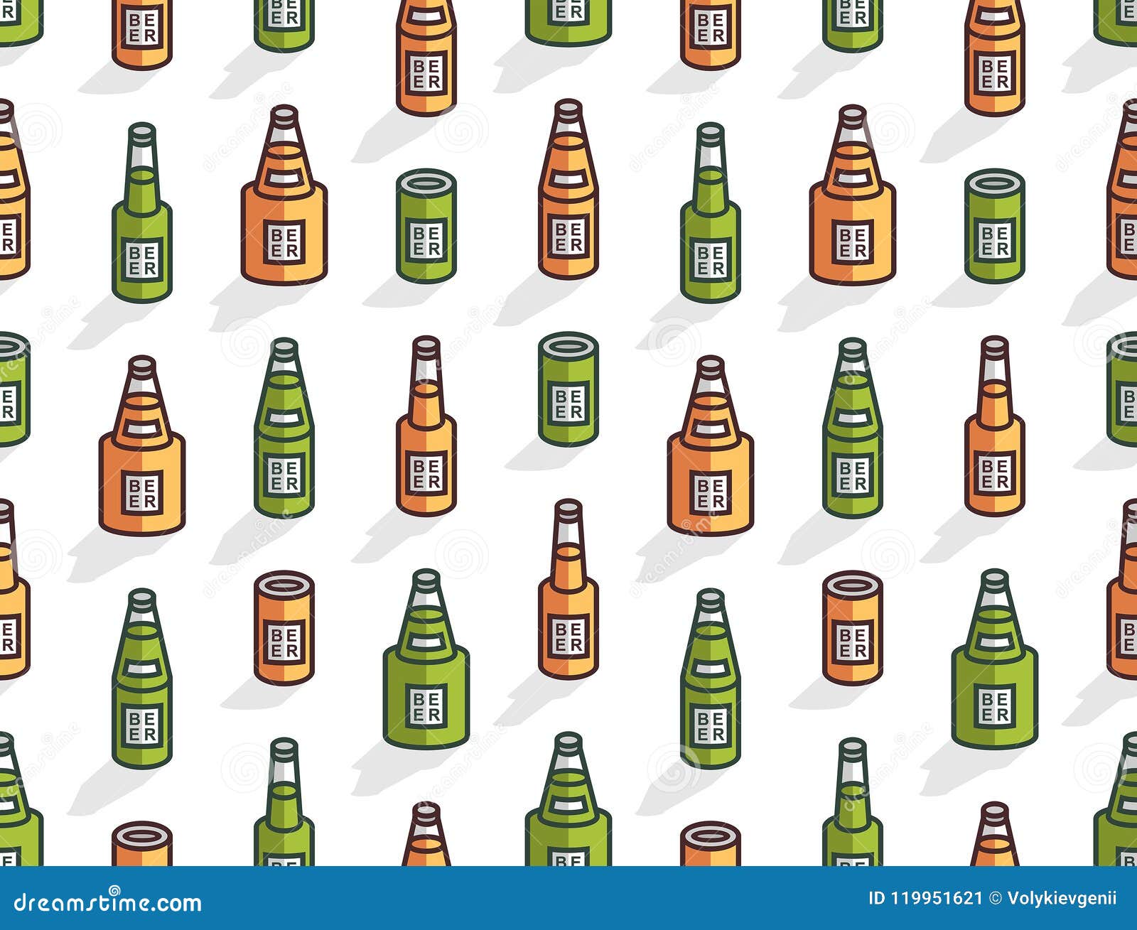 Seamless Pattern with Isometric Beer Bottles Stock Vector ...
