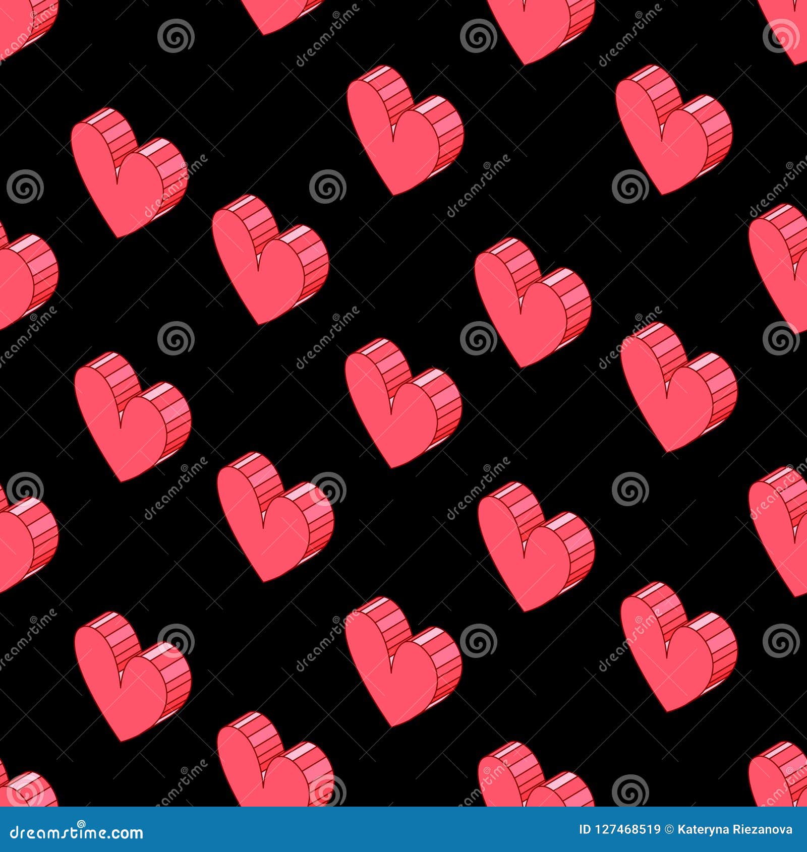 Seamless Pattern with Isometric Heart. Stock Vector - Illustration of ...