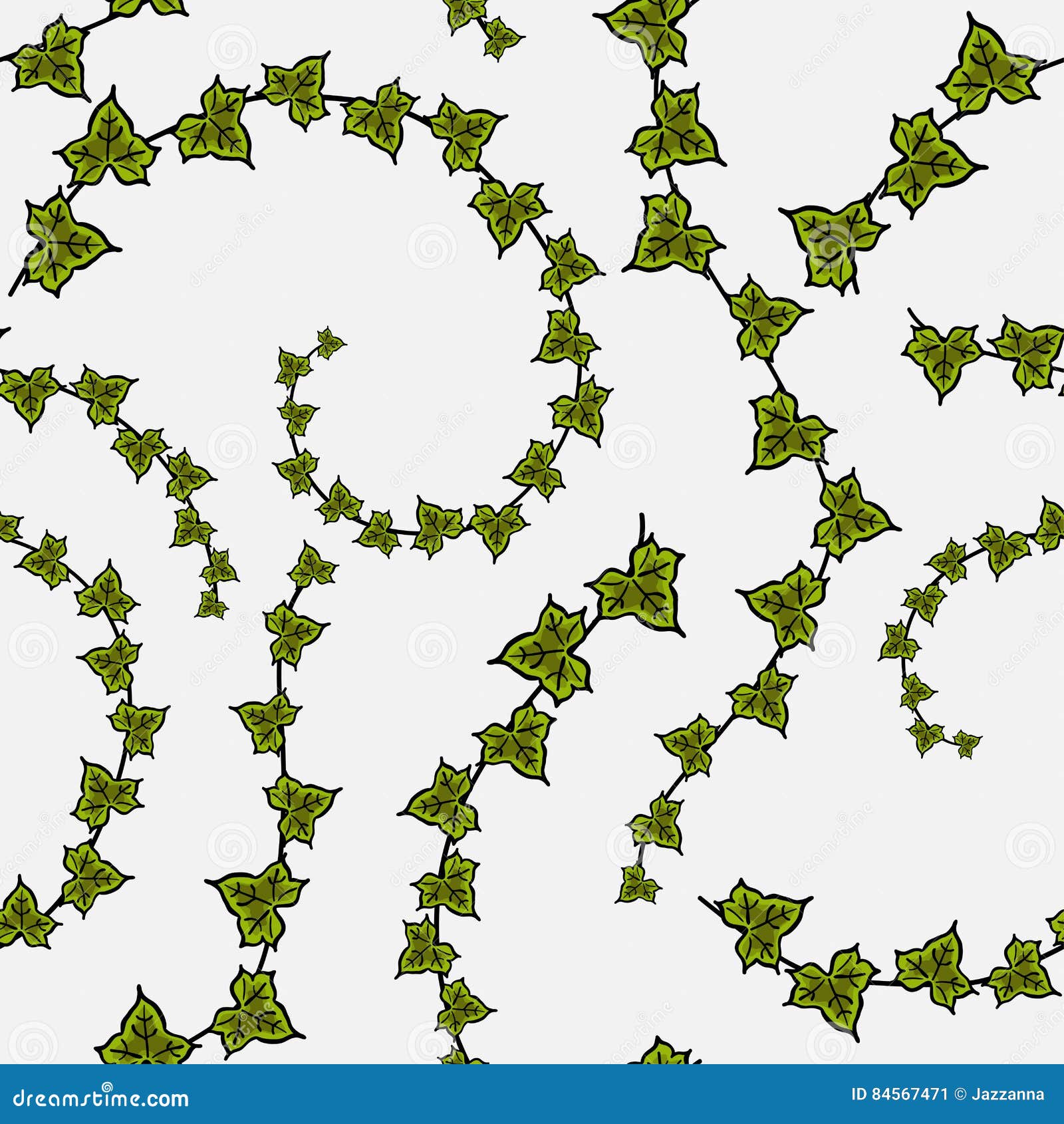Seamless Pattern Ivy Hand Drawn Stock Vector - Illustration of plant ...