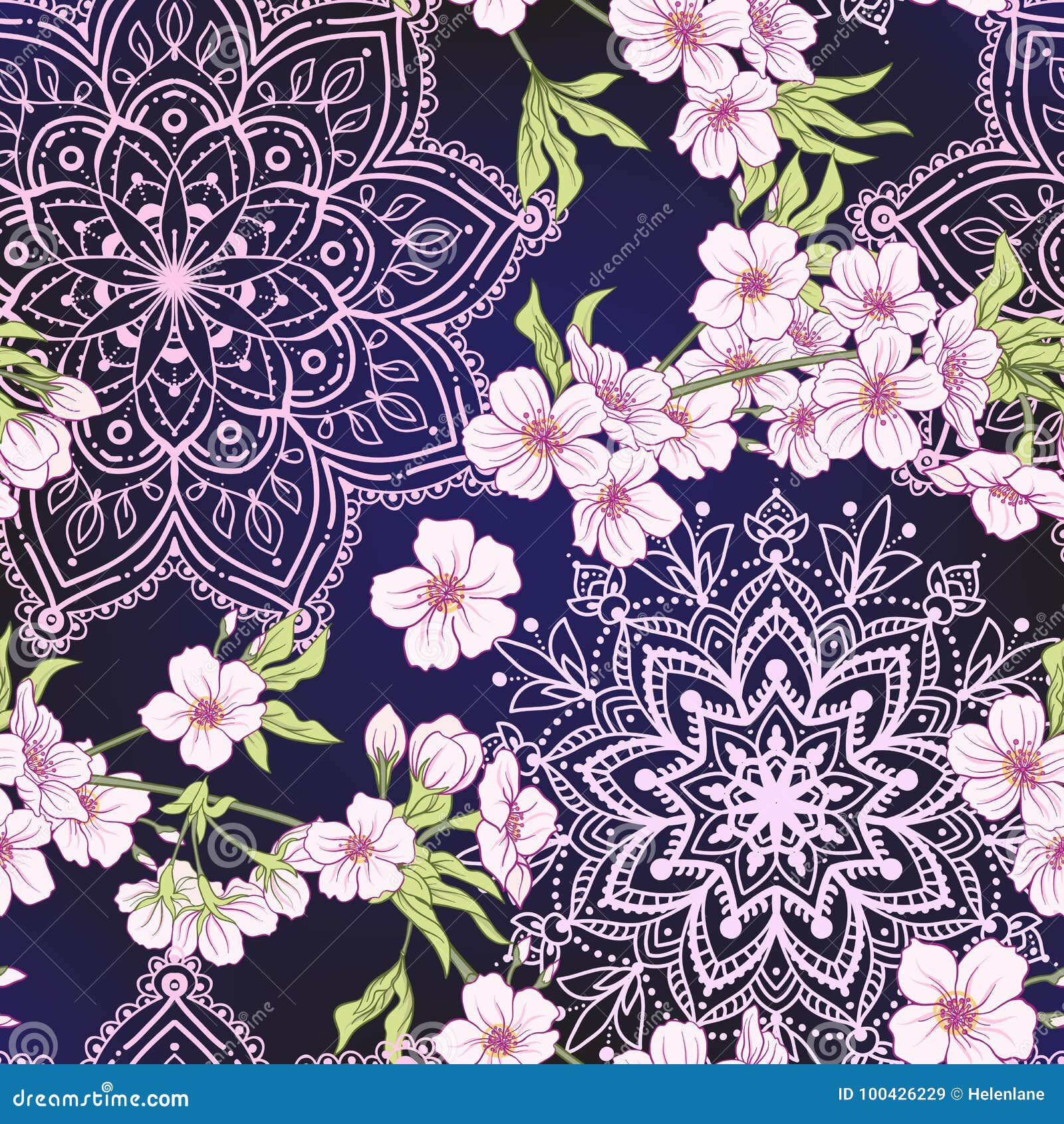 Seamless Pattern with Japanese Blossom Sakura. Vector Stock Illu Stock ... Seamless Pattern with Japanese Blossom Sakura. Vector Stock Illu Stock ...