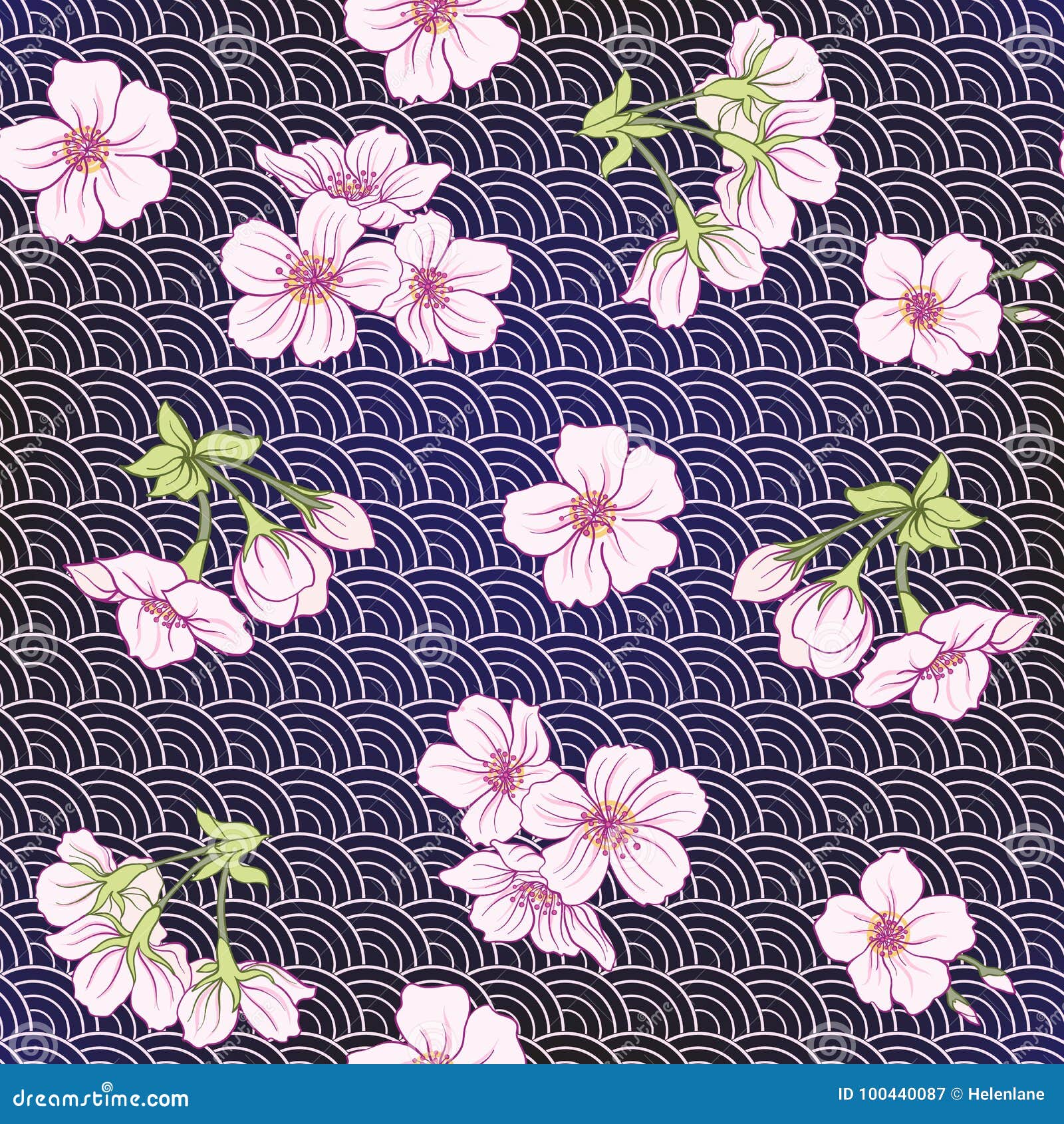Seamless Pattern with Japanese Blossom Sakura. Vector Stock Illu Stock ...