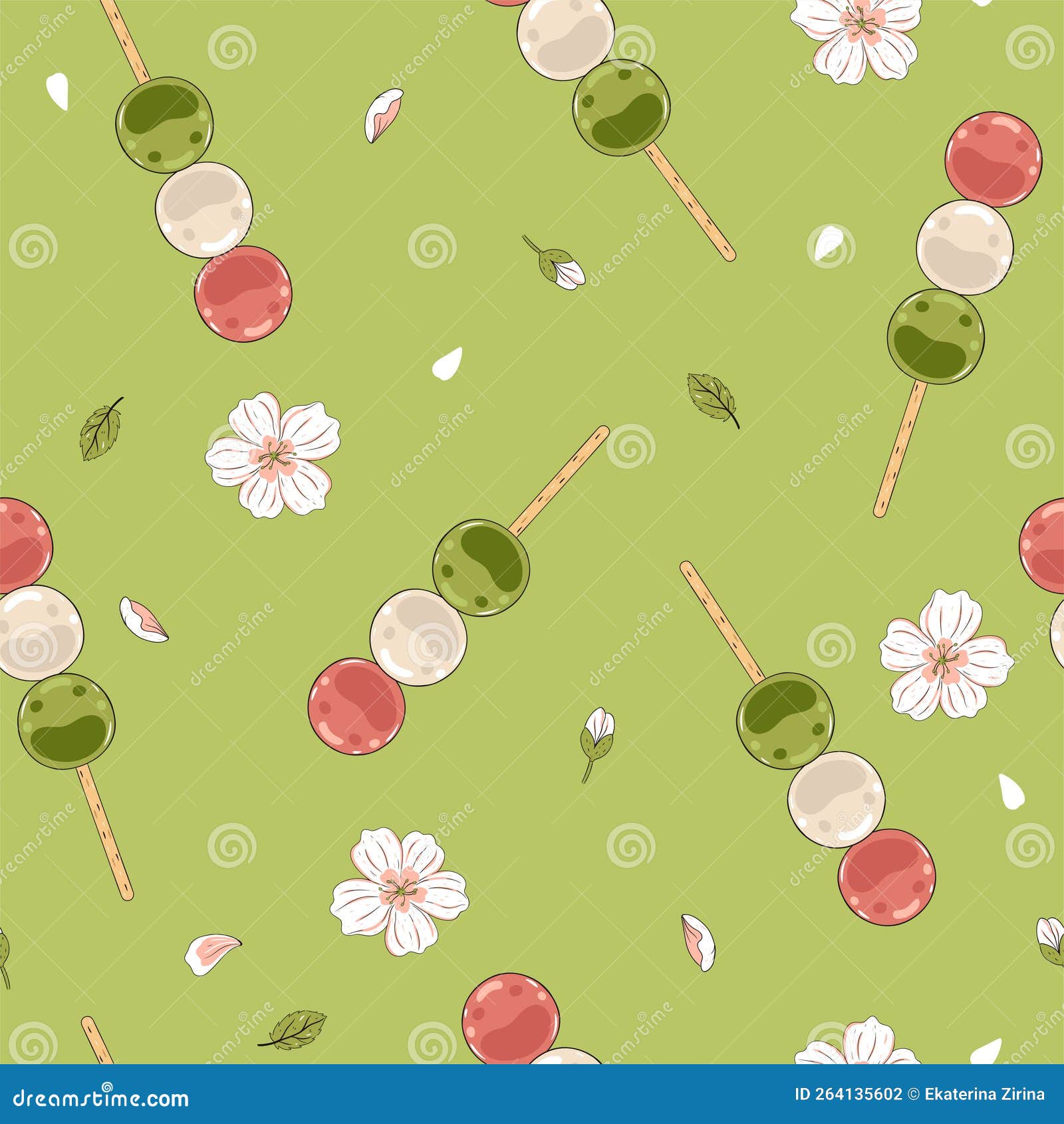 Japanese Dango Flat Design Vector Illustration. Japan Cuisine And ...
