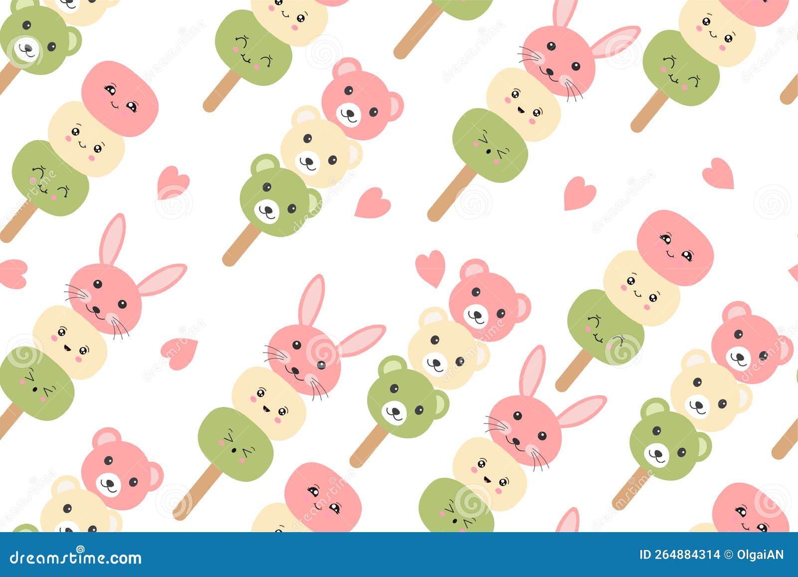 A Seamless Pattern from the Japanese Dango Dessert. Vector of Japanese Dessert Dango Stock ...