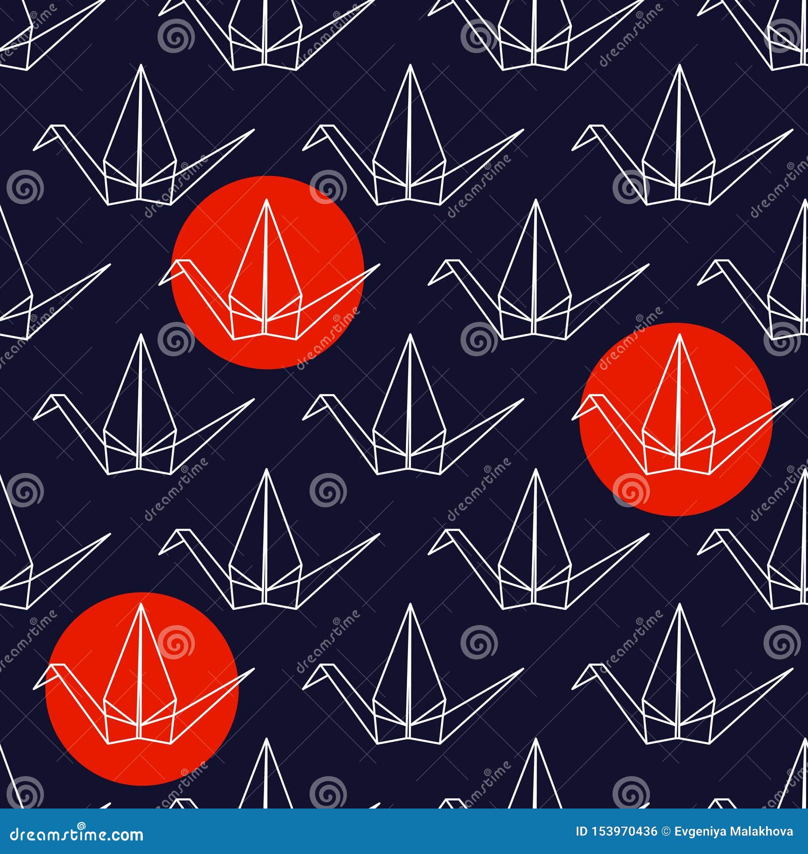 Japanese Origami Swan Seamless Linear Pattern On Pink Background ...