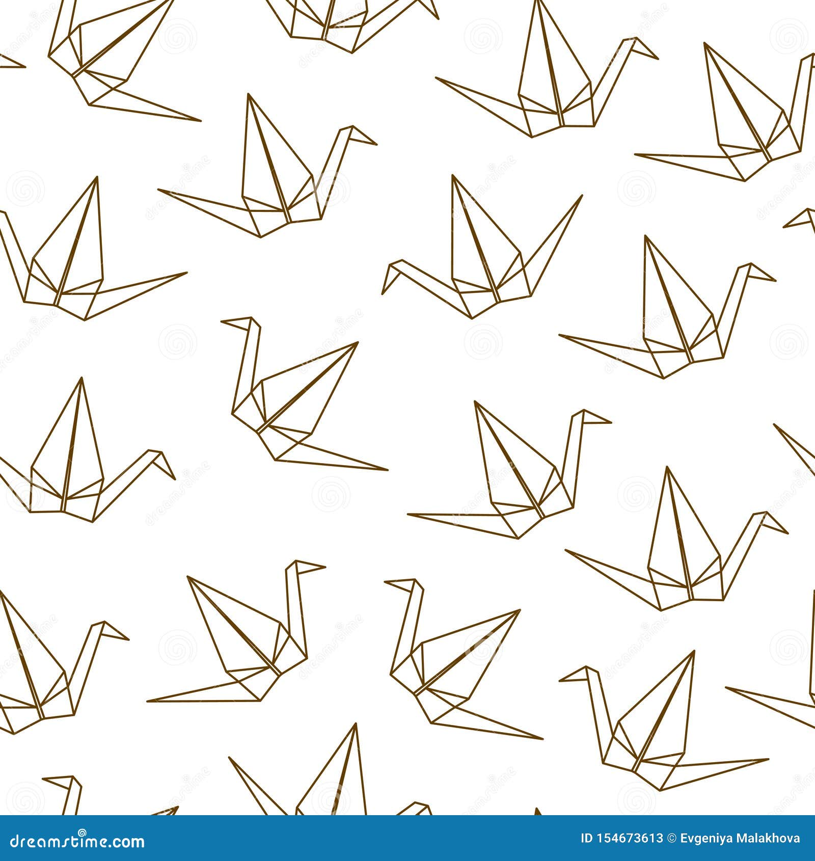 Japanese Origami Swan Seamless Linear Pattern On Pink Background ...