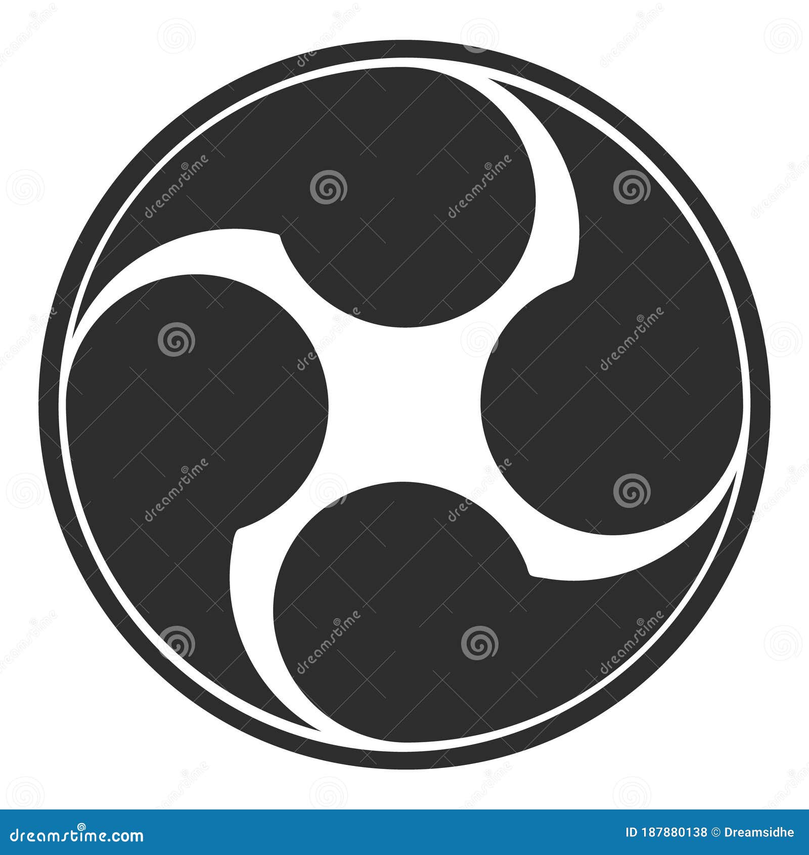 Seamless Pattern With Japanese Symbol Tomoe Stock Vector Illustration