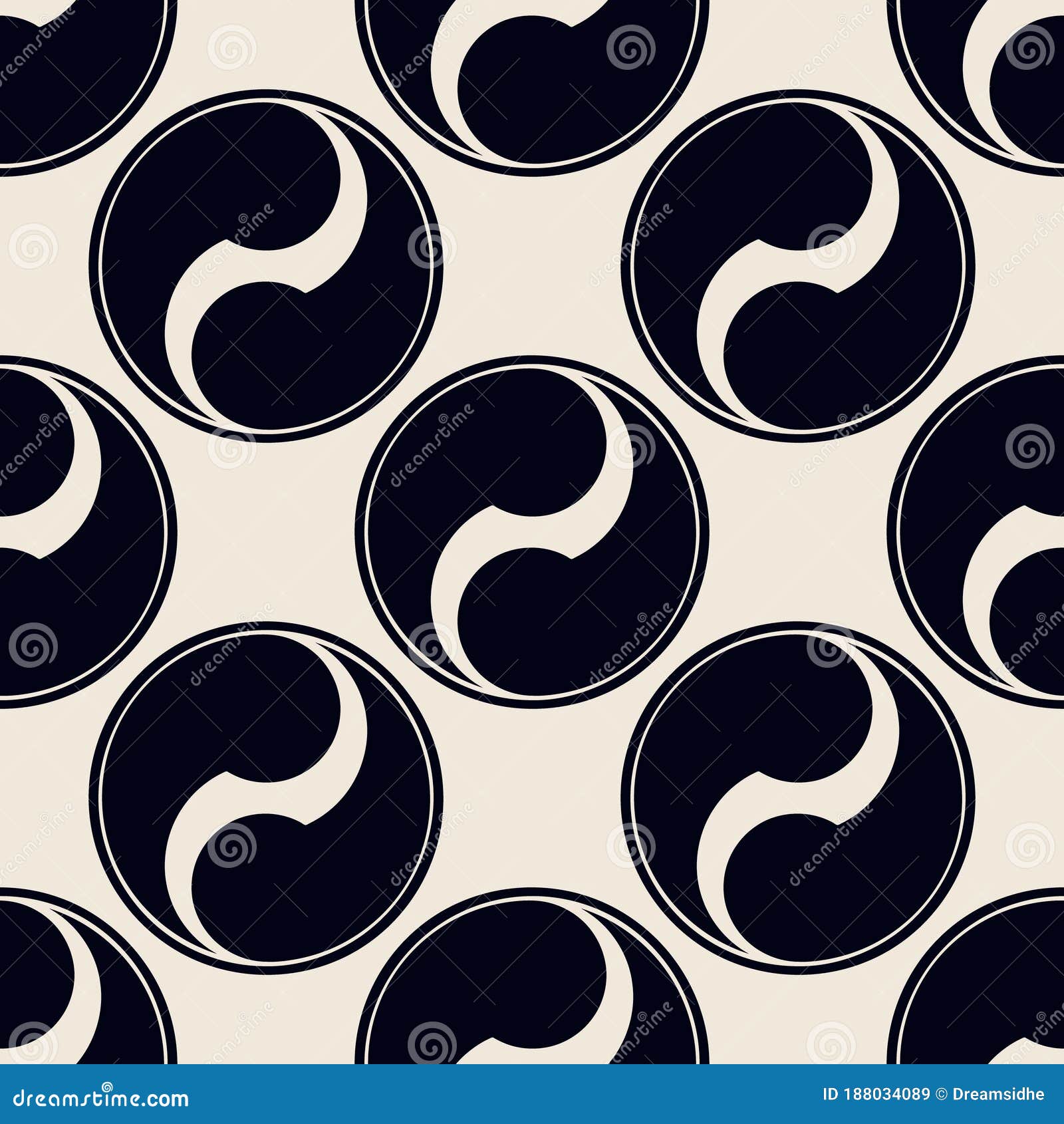 Seamless Pattern with Japanese Symbol Tomoe Stock Vector - Illustration ...