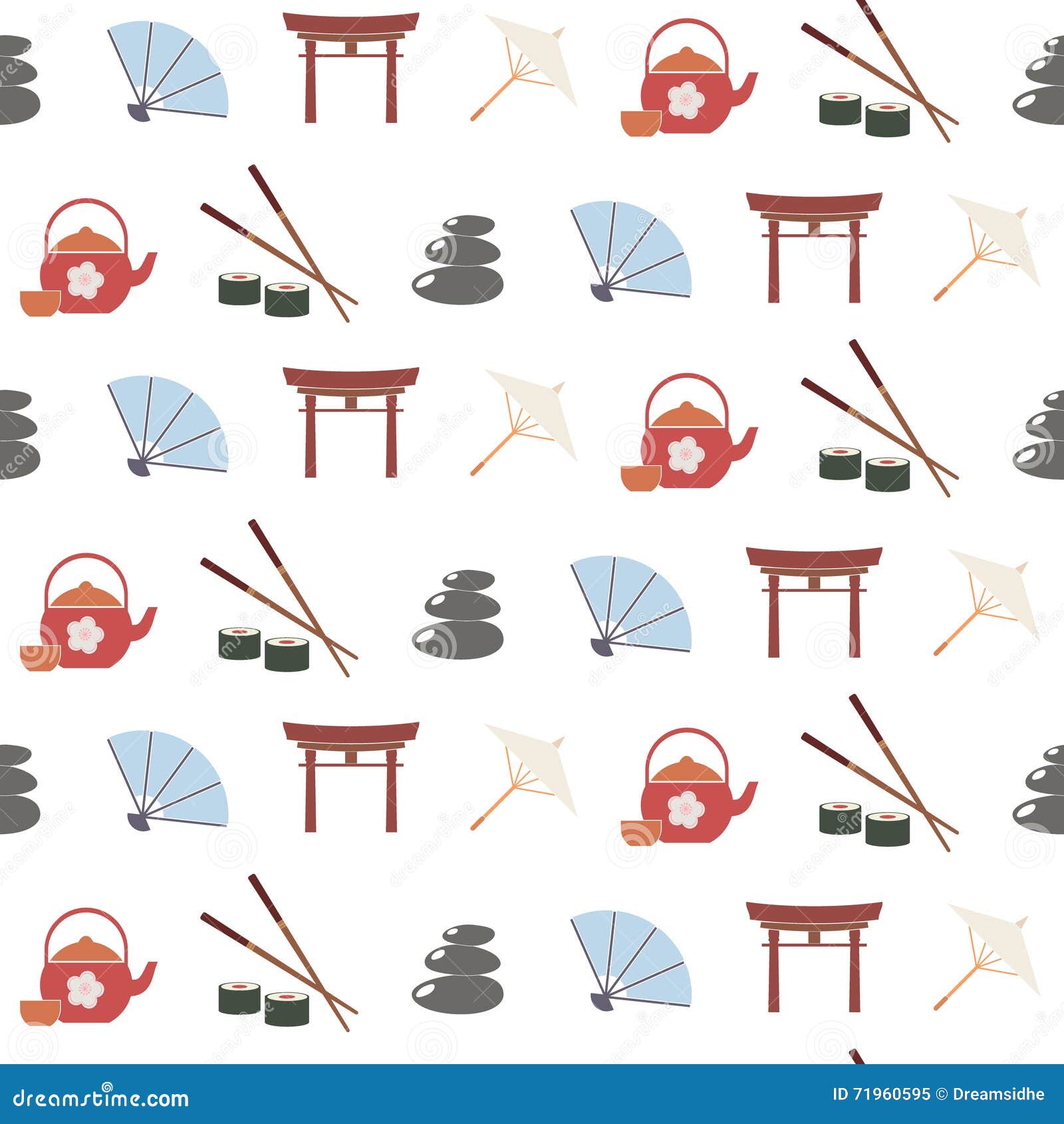 Seamless Pattern with Japanese Symbols Stock Vector - Illustration of ...