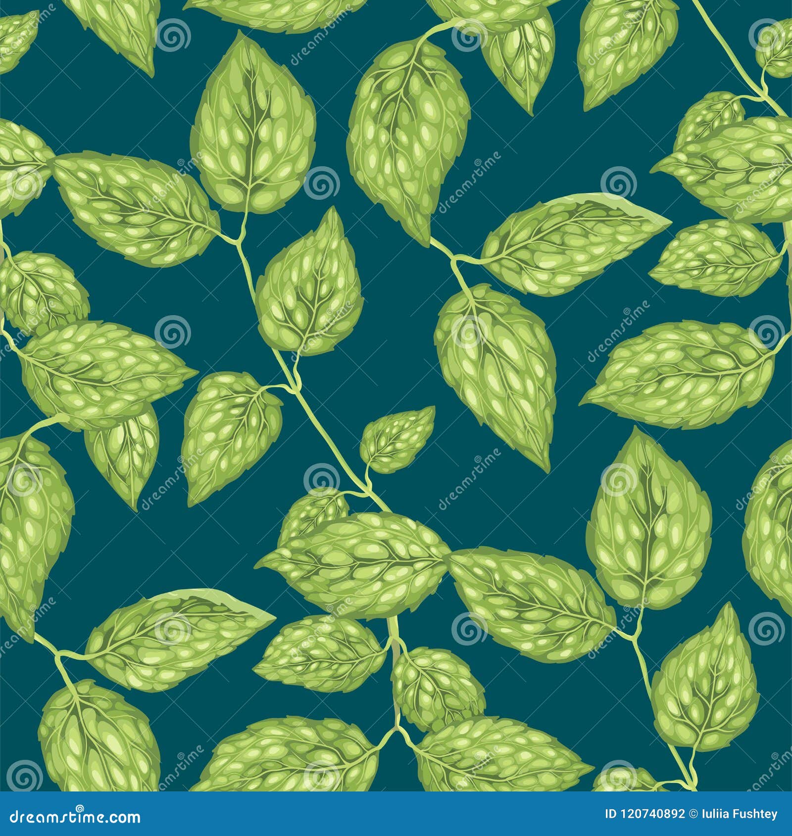 Seamless Pattern with Jasmine Bush Leaves Stock Illustration ...