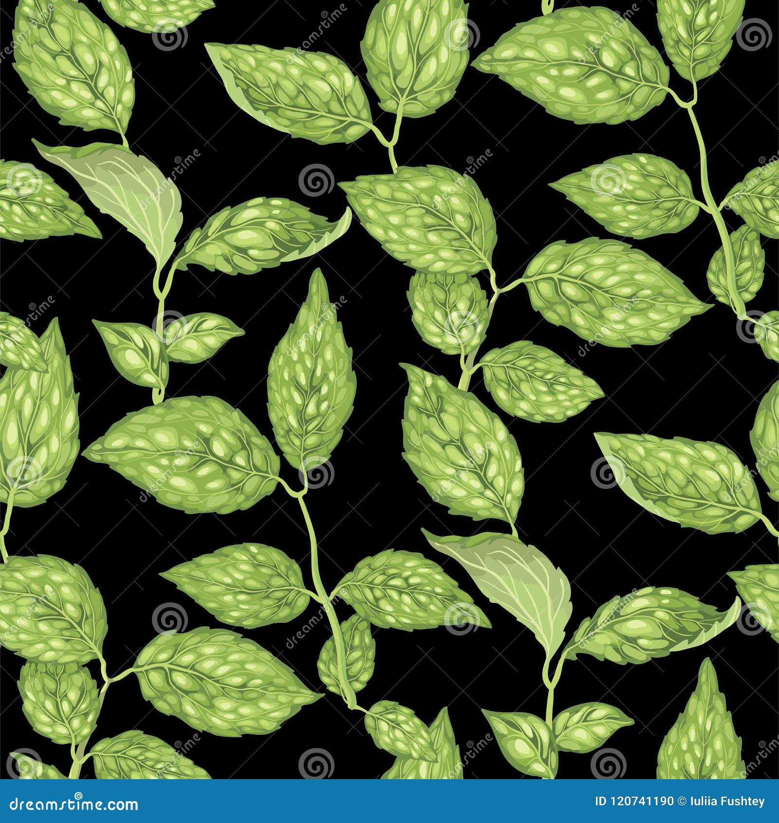 Seamless Pattern with Jasmine Bush Leaves Stock Illustration ...