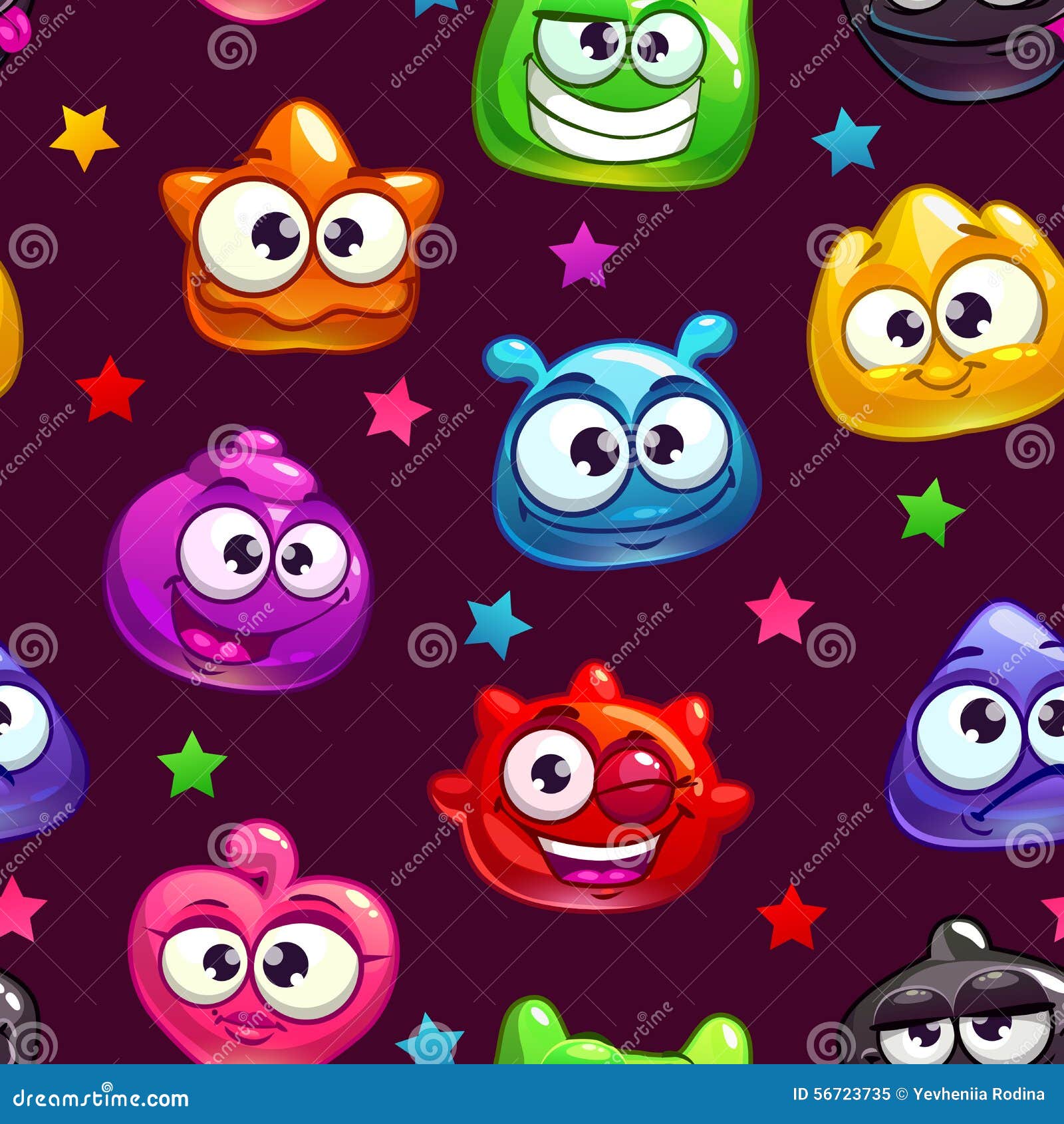 Seamless Pattern with Jelly Characters Stock Illustration ...