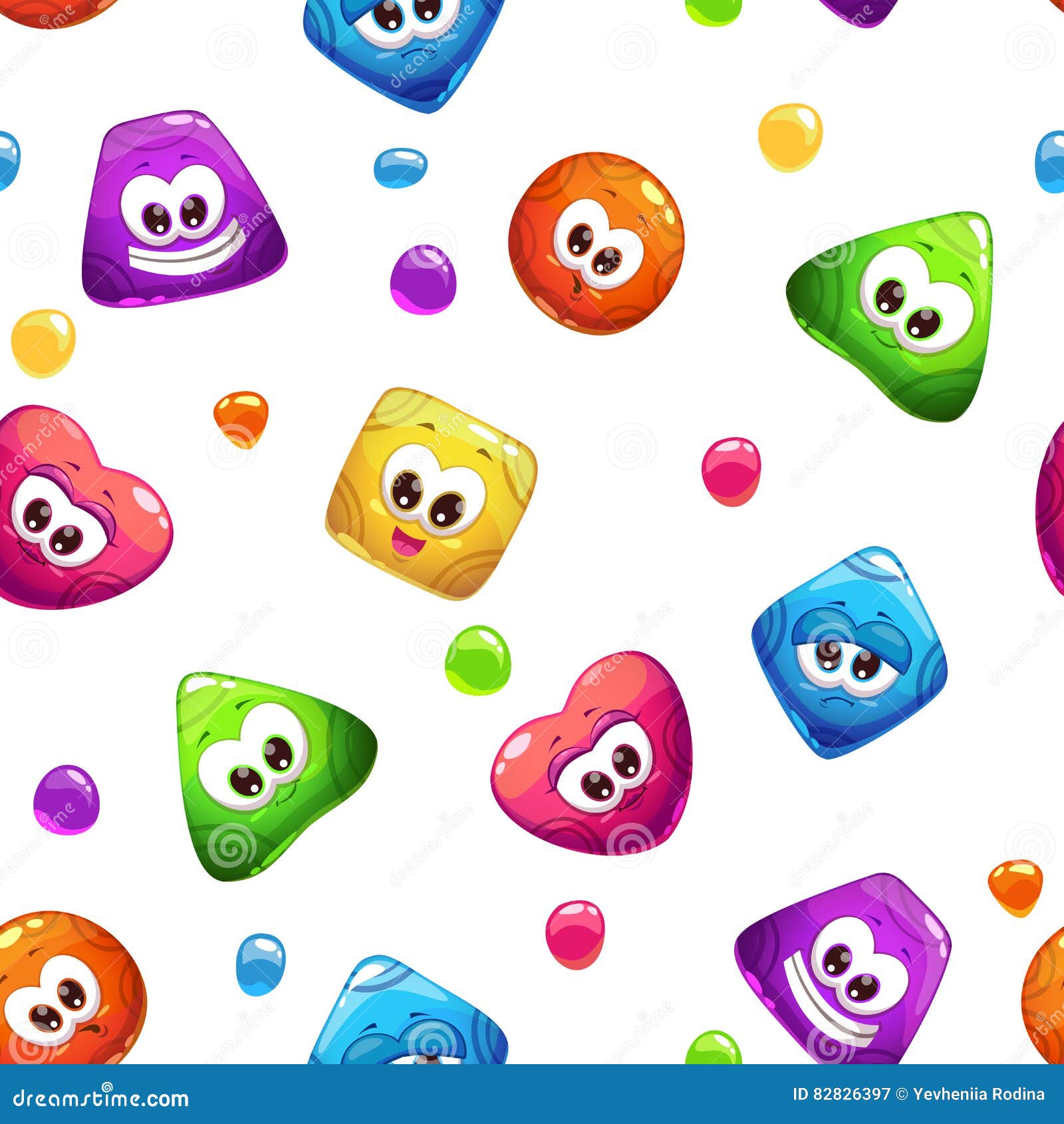 Seamless Pattern with Jelly Characters Stock Vector - Illustration of ...