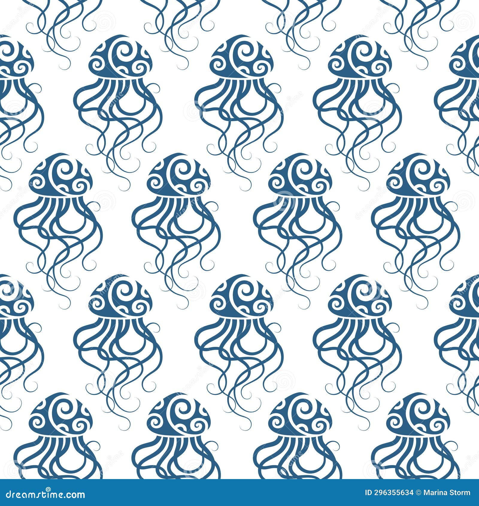 Seamless Pattern with Jellyfish. Maori Style Stock Vector ...