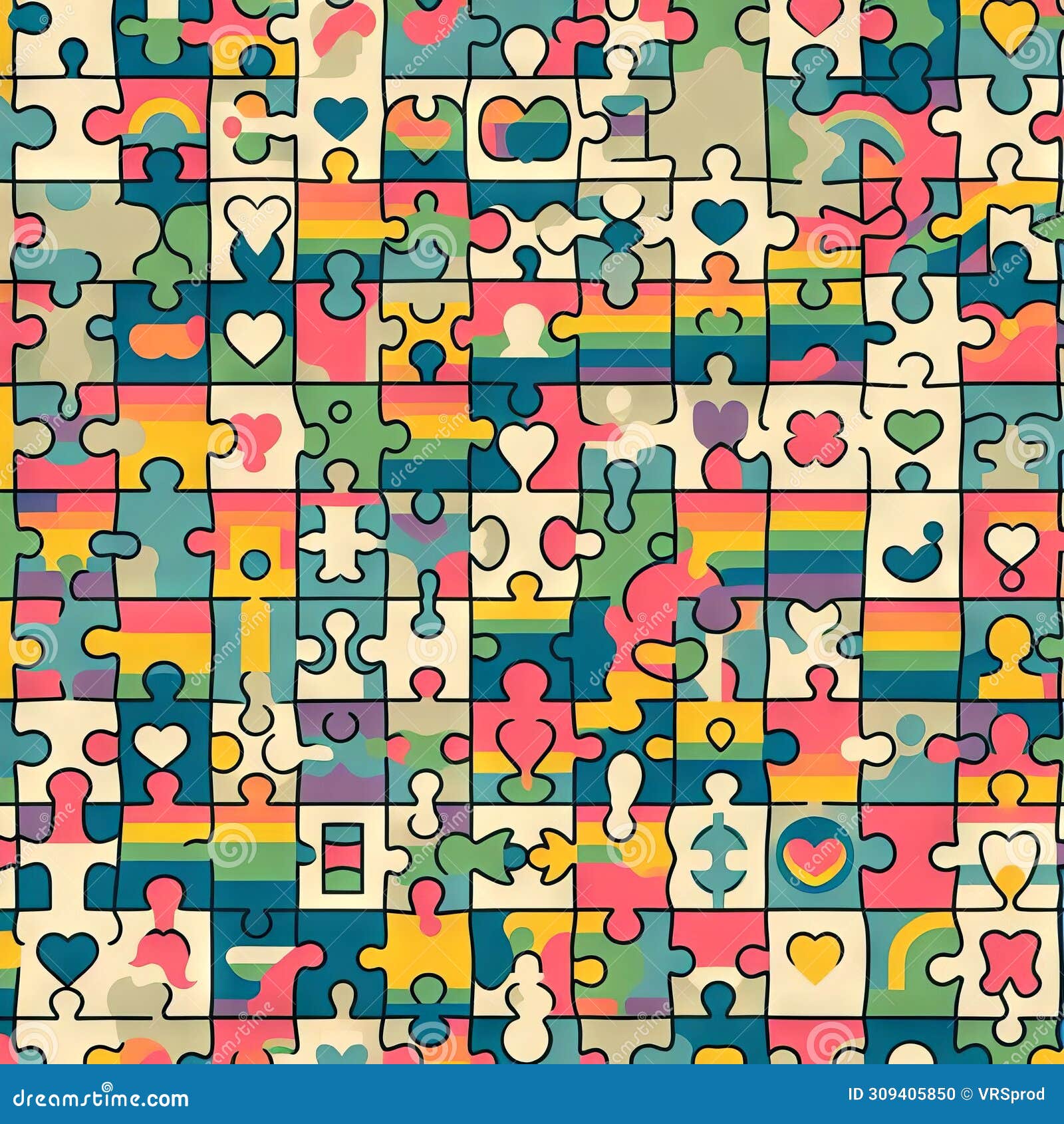 Colorful Puzzle Pattern stock photo. Image of hobby - 309405850