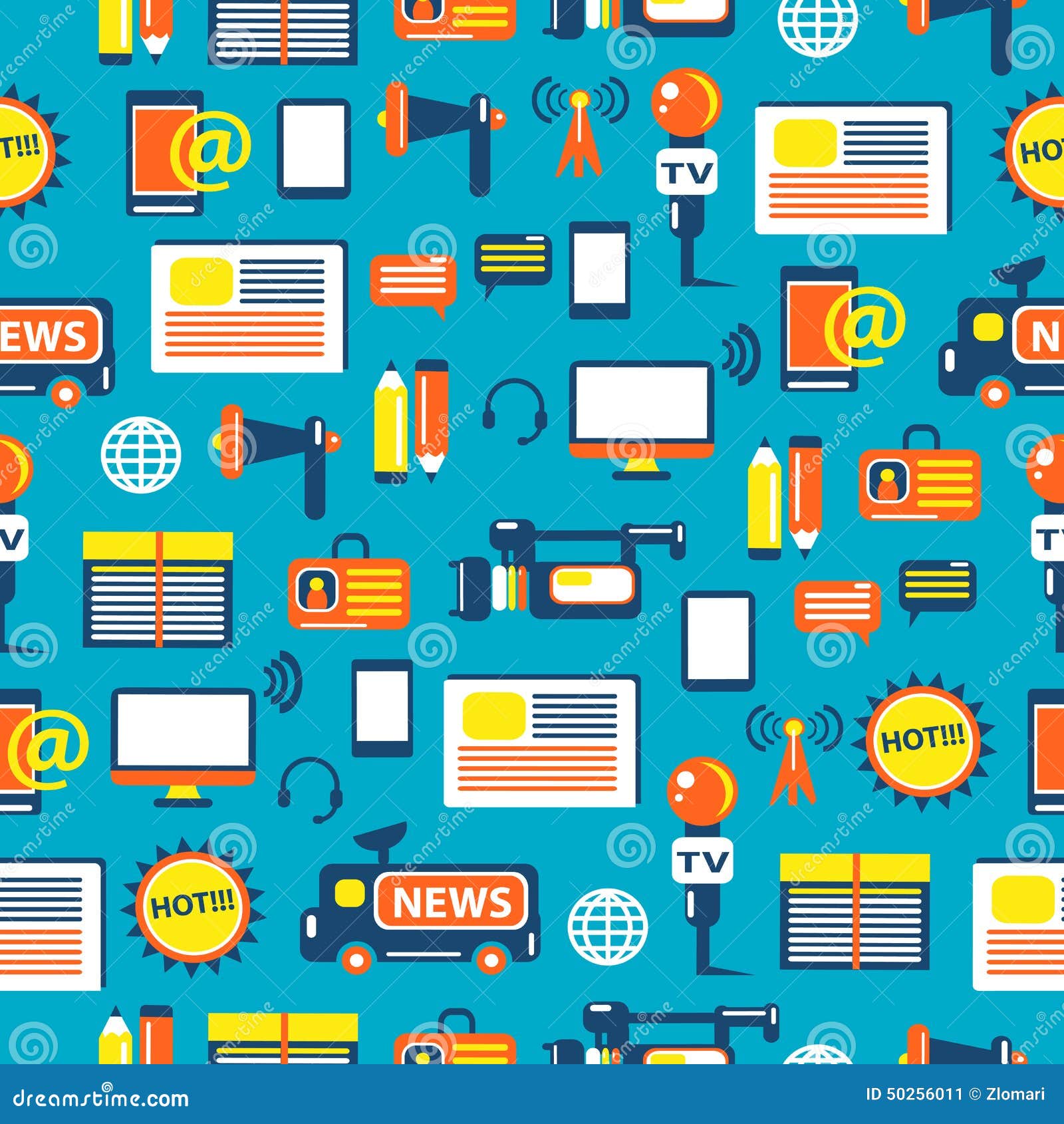 Seamless Pattern with Journalist Equipment Stock Vector - Illustration ...