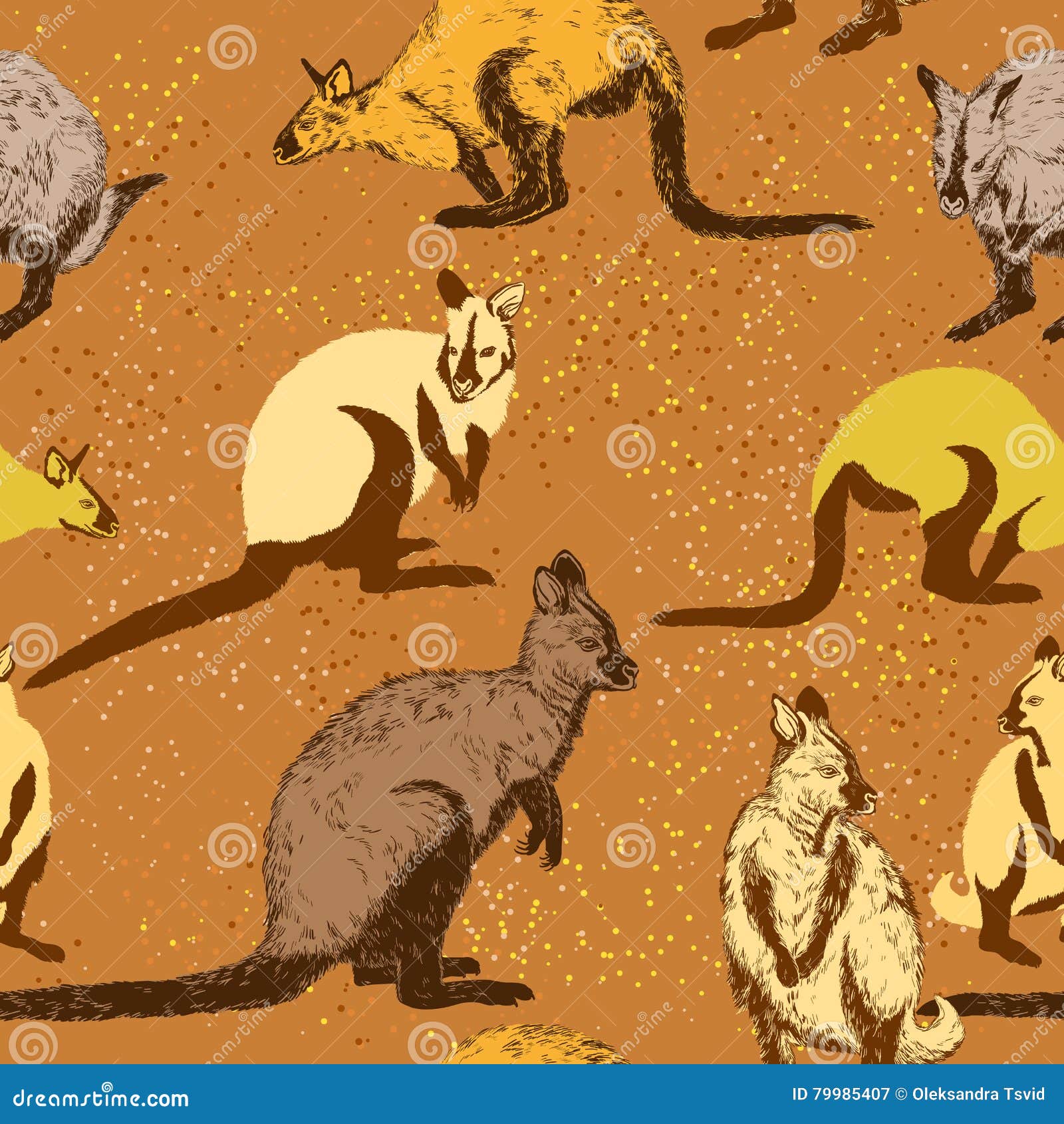 Seamless Pattern with Kangaroo Stock Vector - Illustration of ...