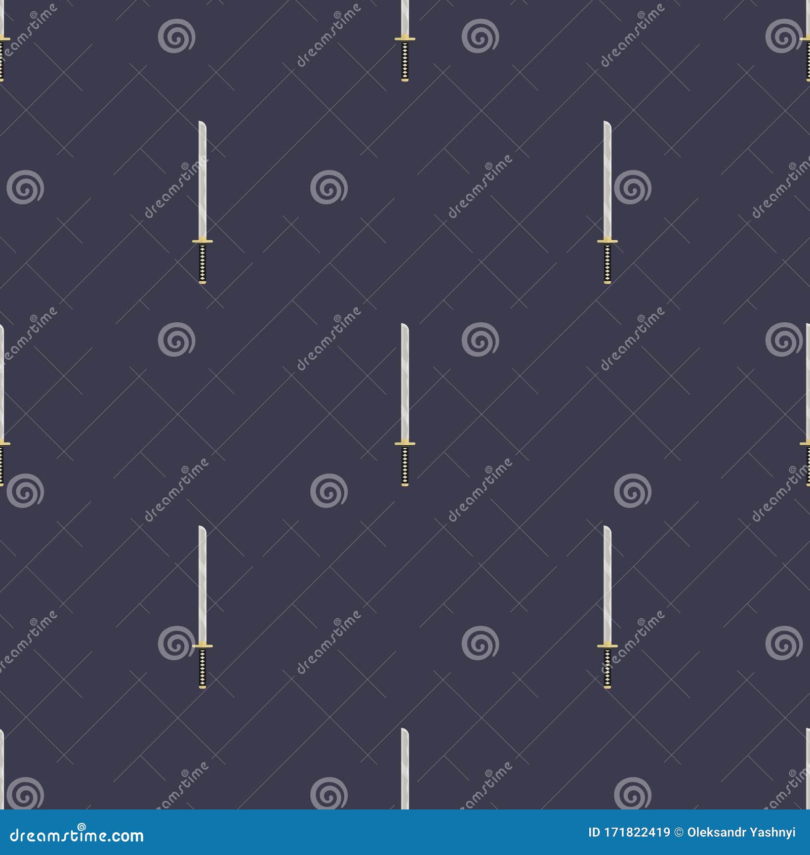 Seamless Samurai Suit And Sword Pattern. Vector Illustration ...