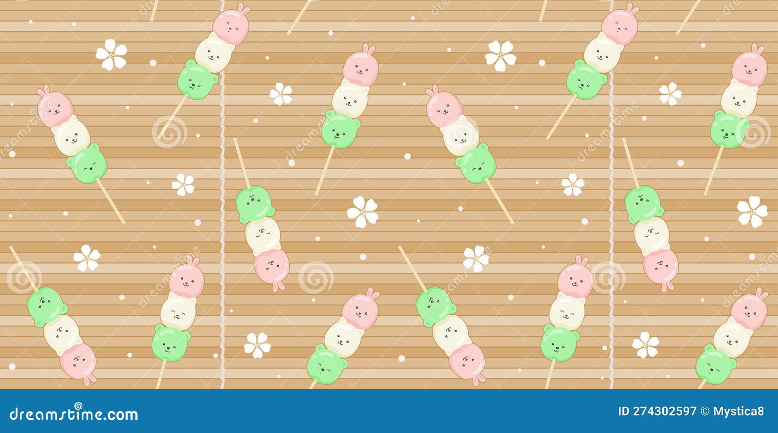 Dango Bear And Bunny. Japanese Traditional Cuisine Dishes Sanshoku ...