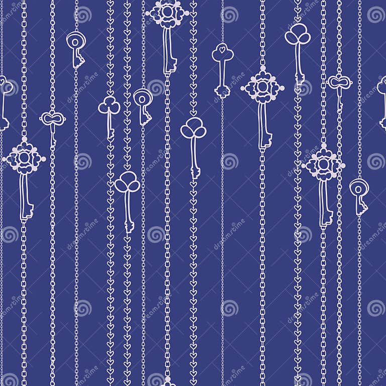 Seamless Pattern with Keys Hanging on Chains Stock Vector ...
