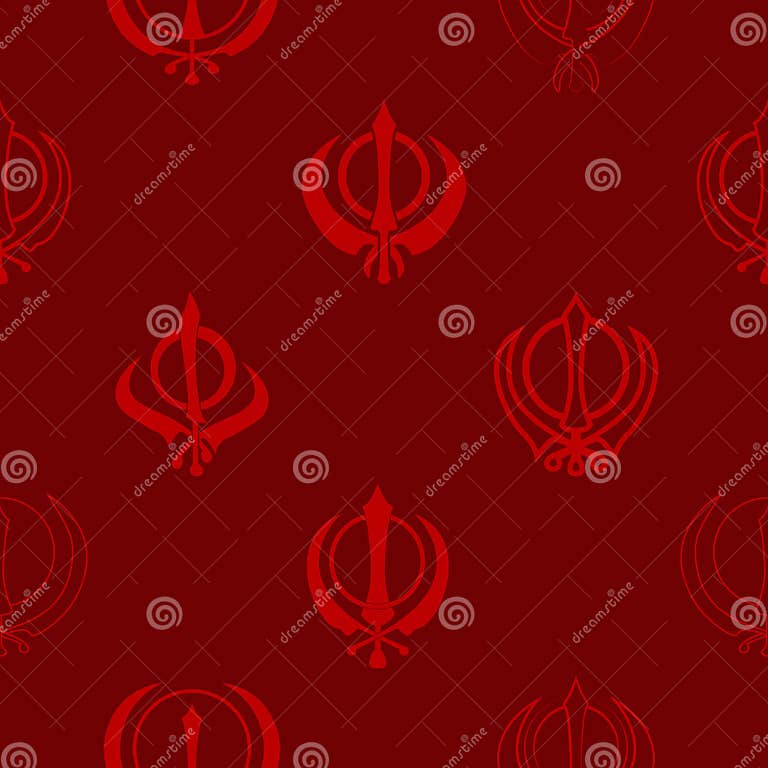 Seamless Pattern with Khanda Stock Vector - Illustration of element ...