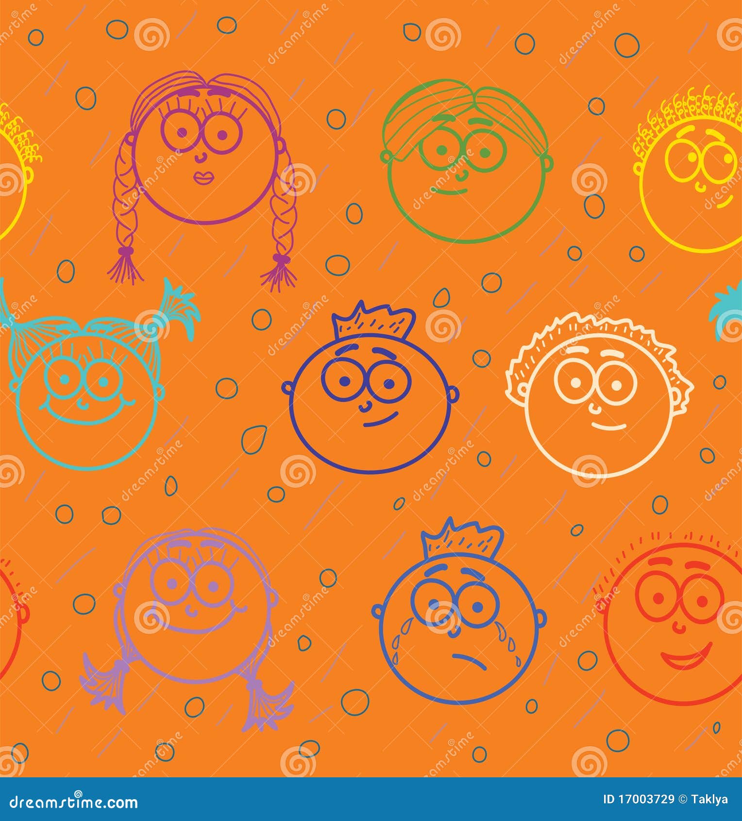 Seamless Pattern of Kid S Faces Stock Vector - Illustration of little ...